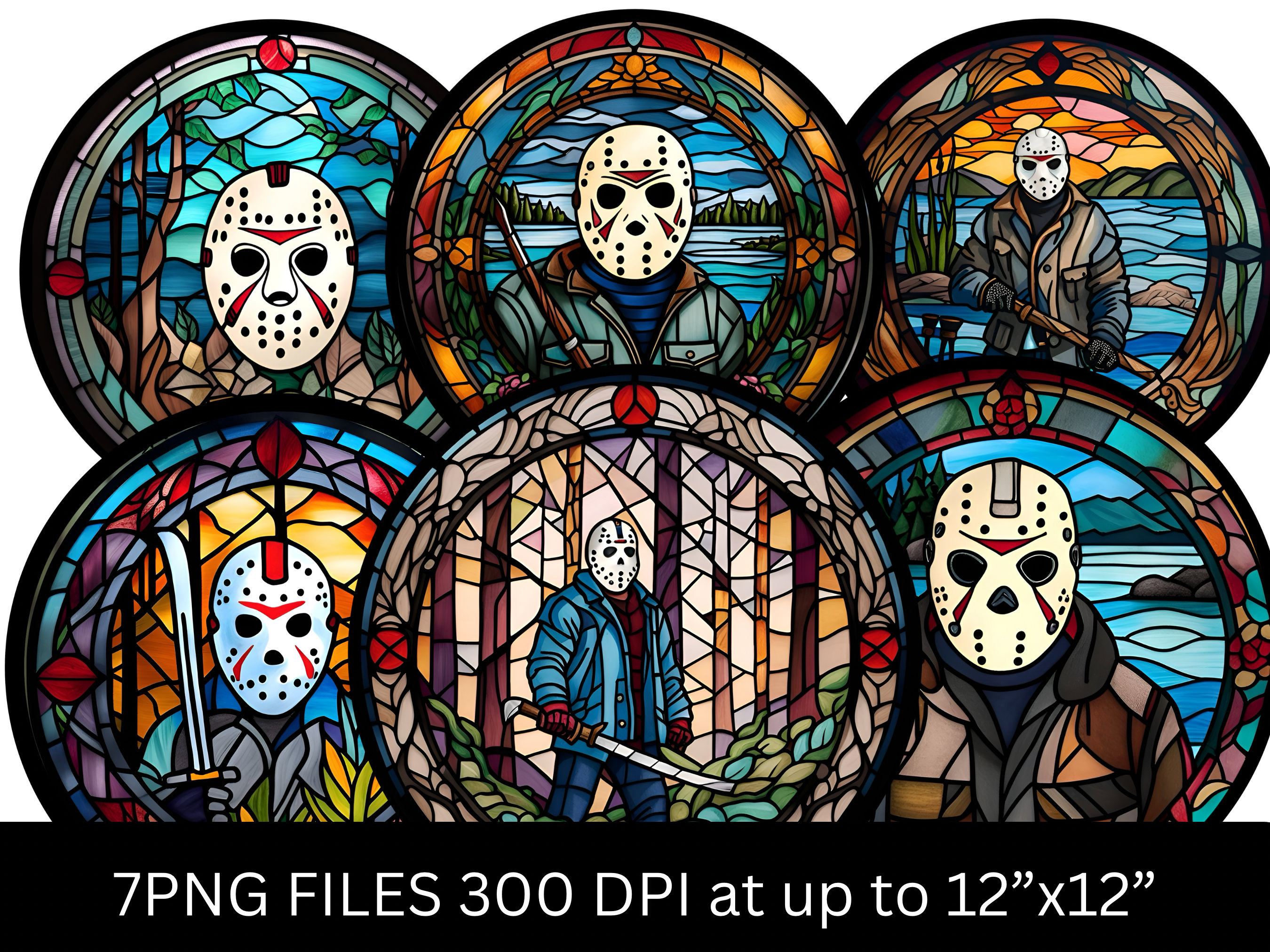 Stained Glass Style Jason Voorhees Clip Art Collection Instant Download ...