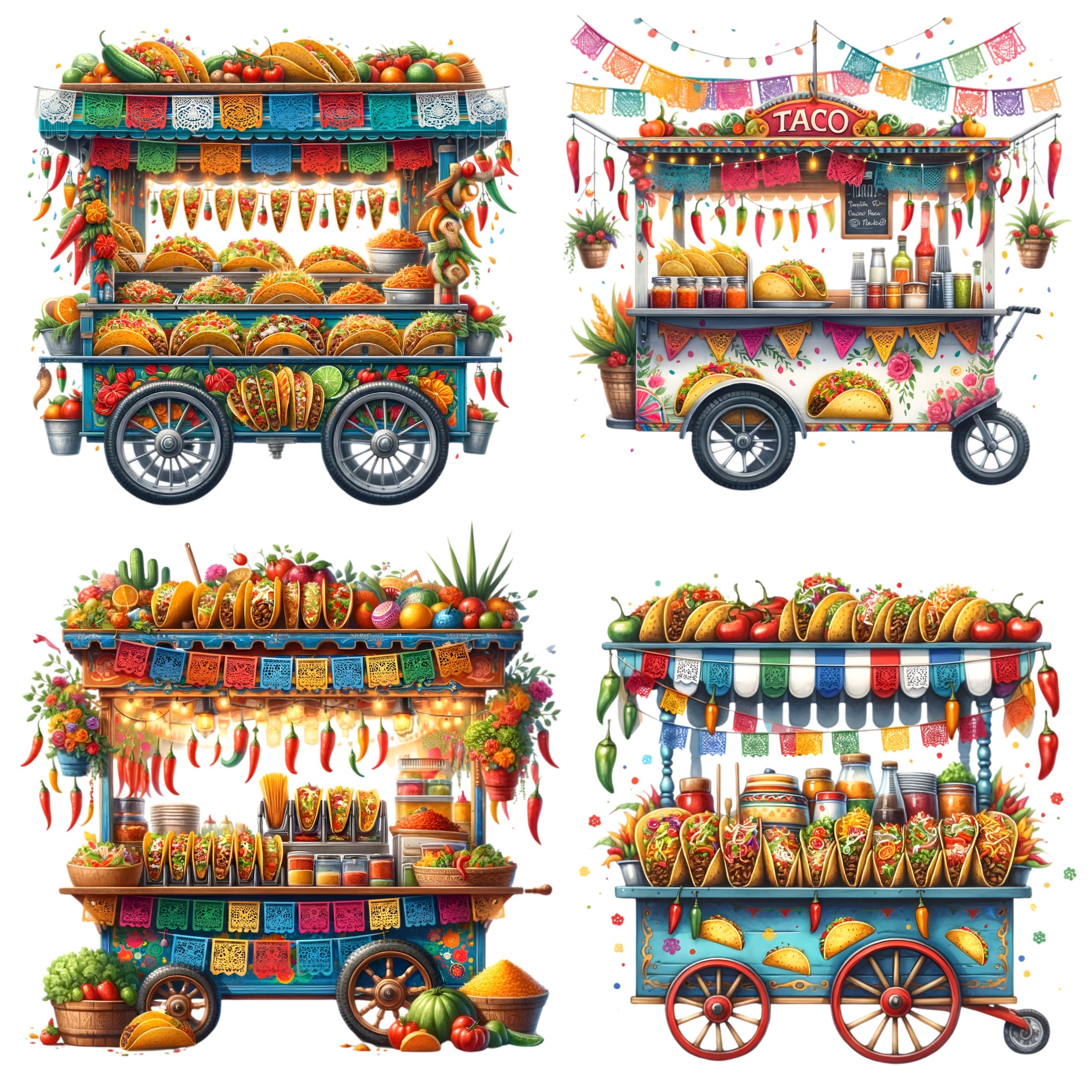 Street Taco Clip Art, Taco Cart Clip Art, Taco Truck Clip Art, Mexican ...