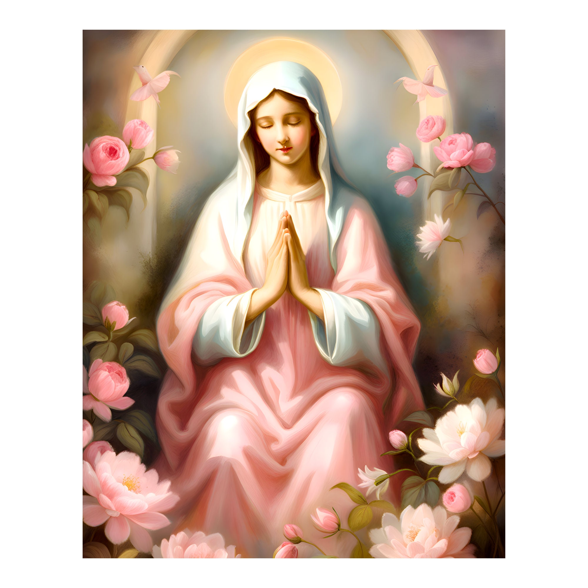 Blessed Virgin Mary Wall Art, Downloadable Digital Print, Catholic ...