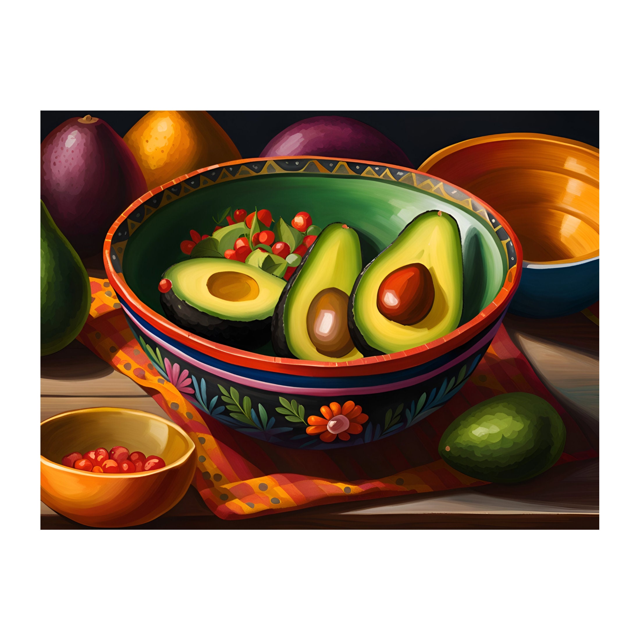 Avocado Wall Art, Mexican Art Print, Mexico Painting, Digital Download ...