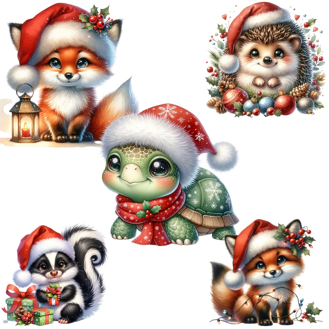 Christmas Animal Clip Art, Cute Animals, Raccoon Illustration ...