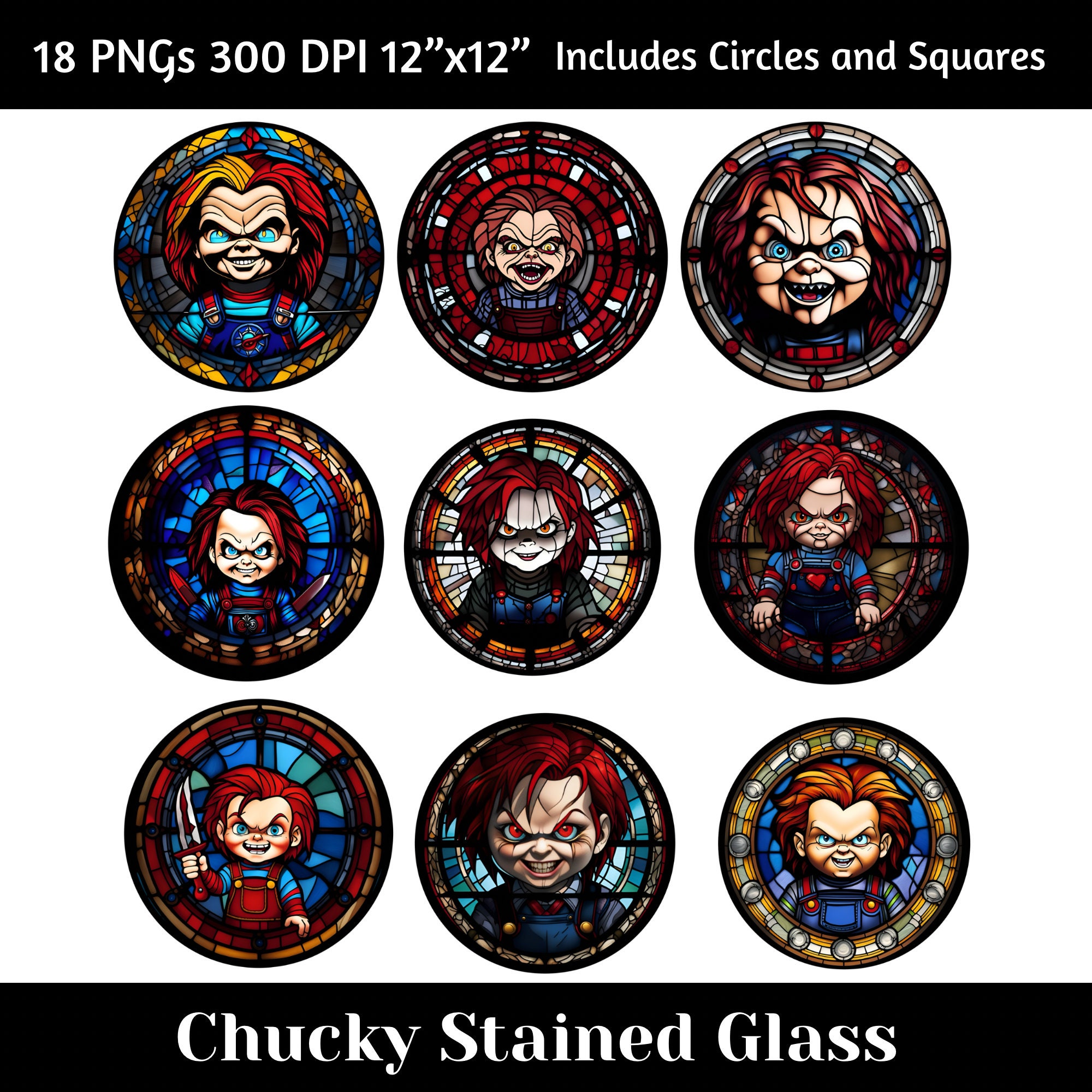 Stained Glass Style Chucky Pngs - Digital Download - Etsy