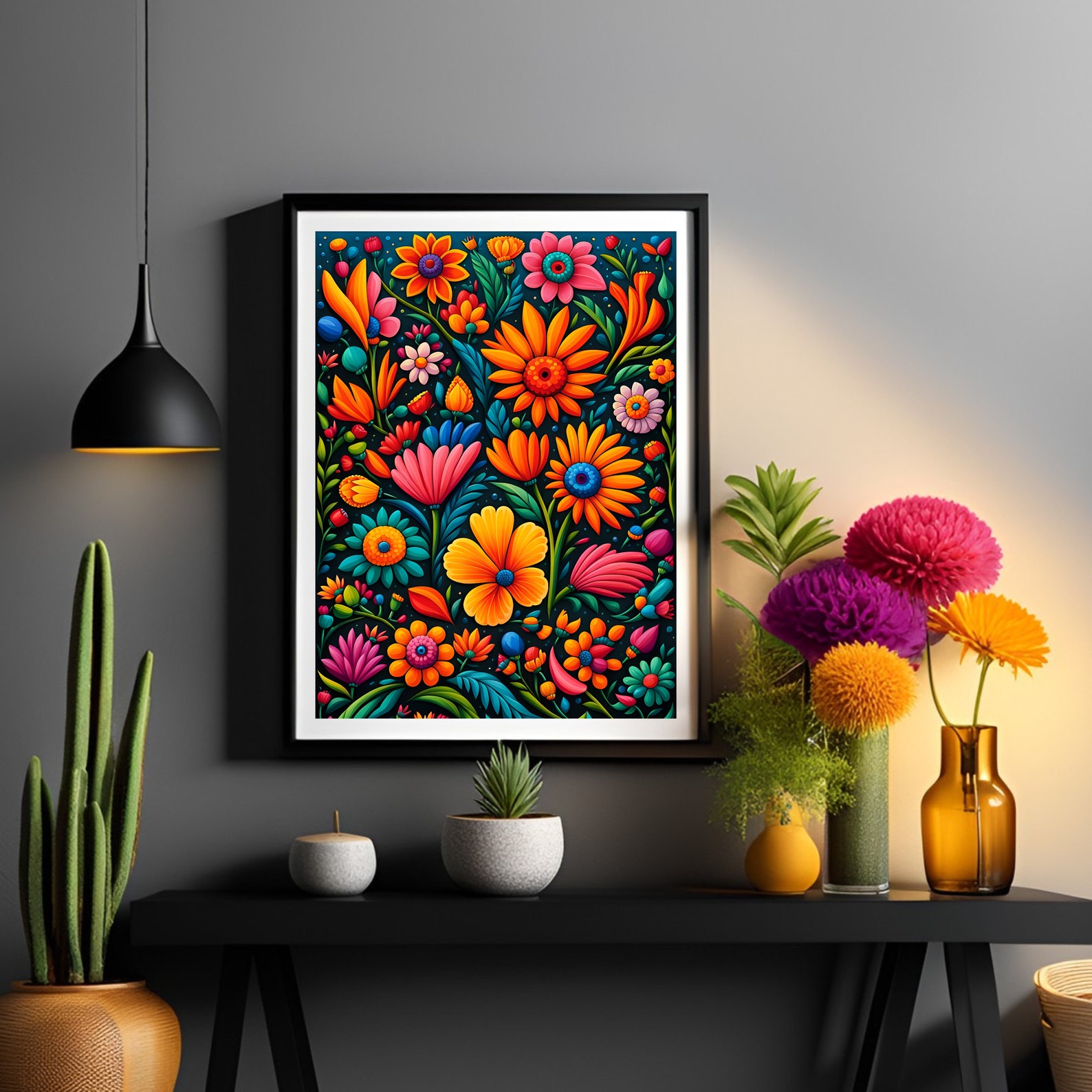 Mexican Flowers Flower Market Aztec Mexico Pattern Art Mexican Art ...