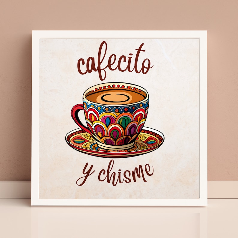 Cafecito Y Chisme Print Spanish Coffee Art Print Minimalist Coffee Poster Spanish Kitchen Decor ...