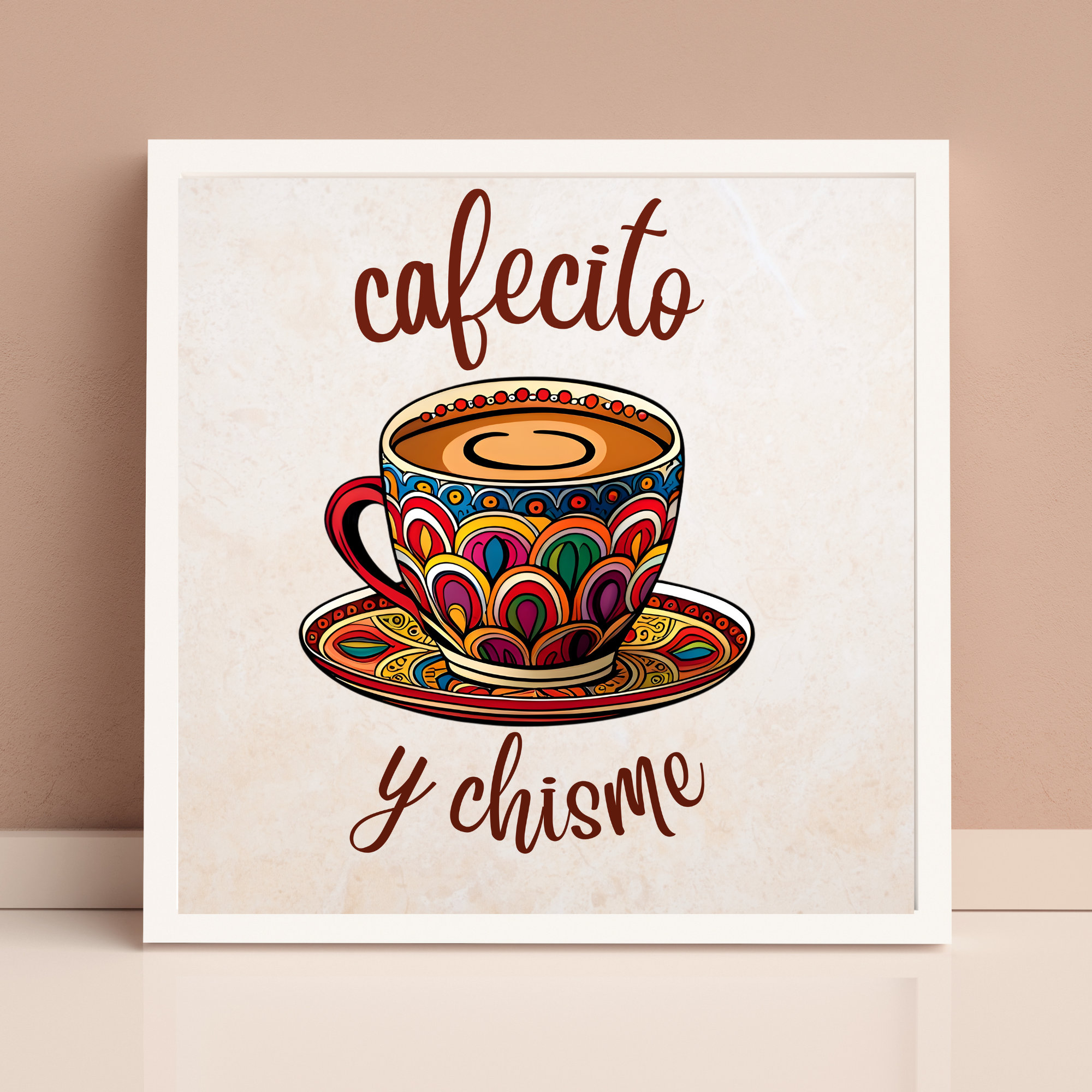 Cafecito Y Chisme Print Spanish Coffee Art Print Minimalist Coffee Poster Spanish Kitchen Decor ...