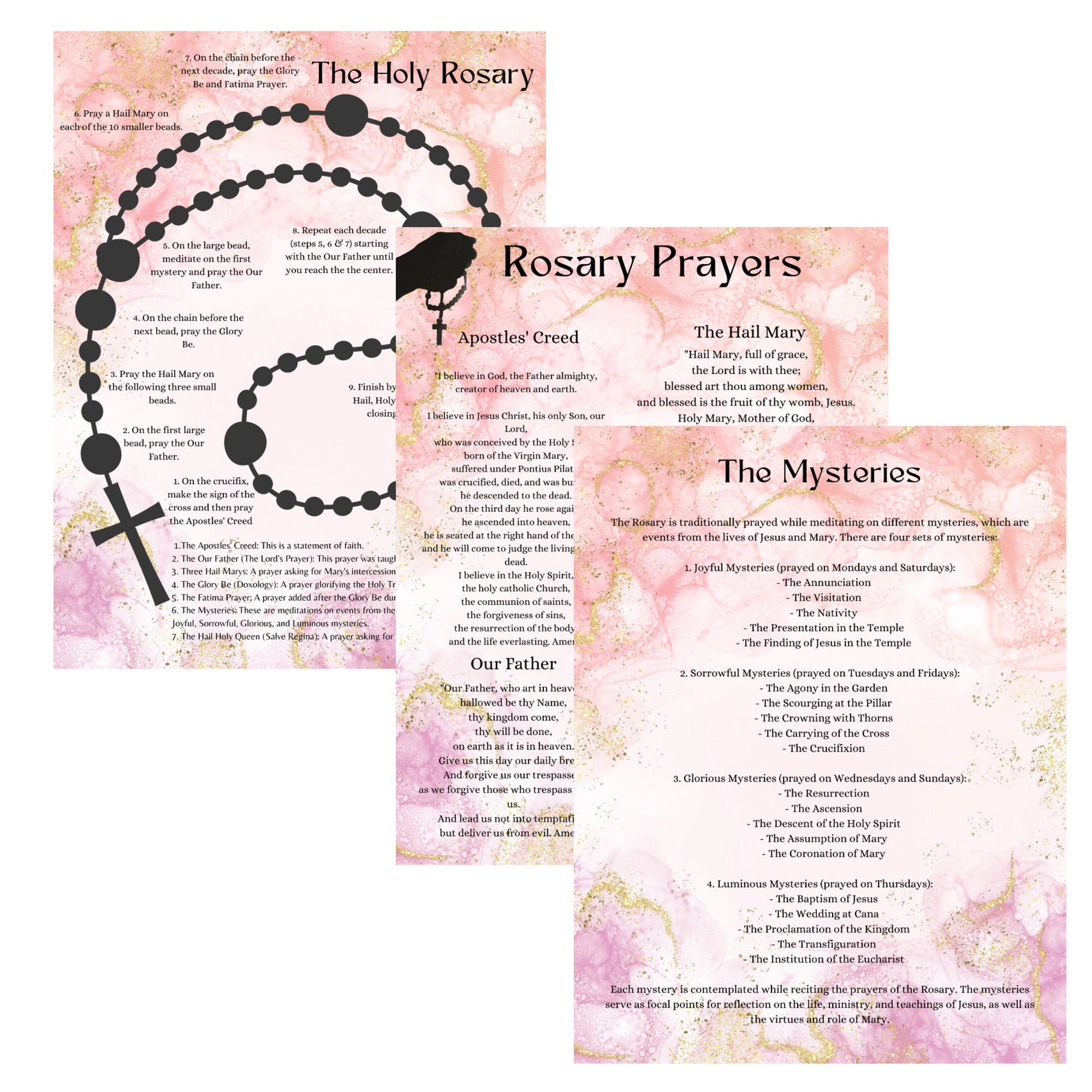 How to Pray the Rosary Catholic Printable Prayer Packet PDF - Beginner ...
