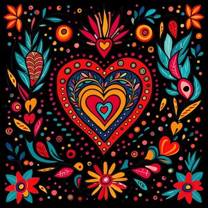 15+ Mexican Heart Transparent Background PNG | Mexican Flowers Poster ...