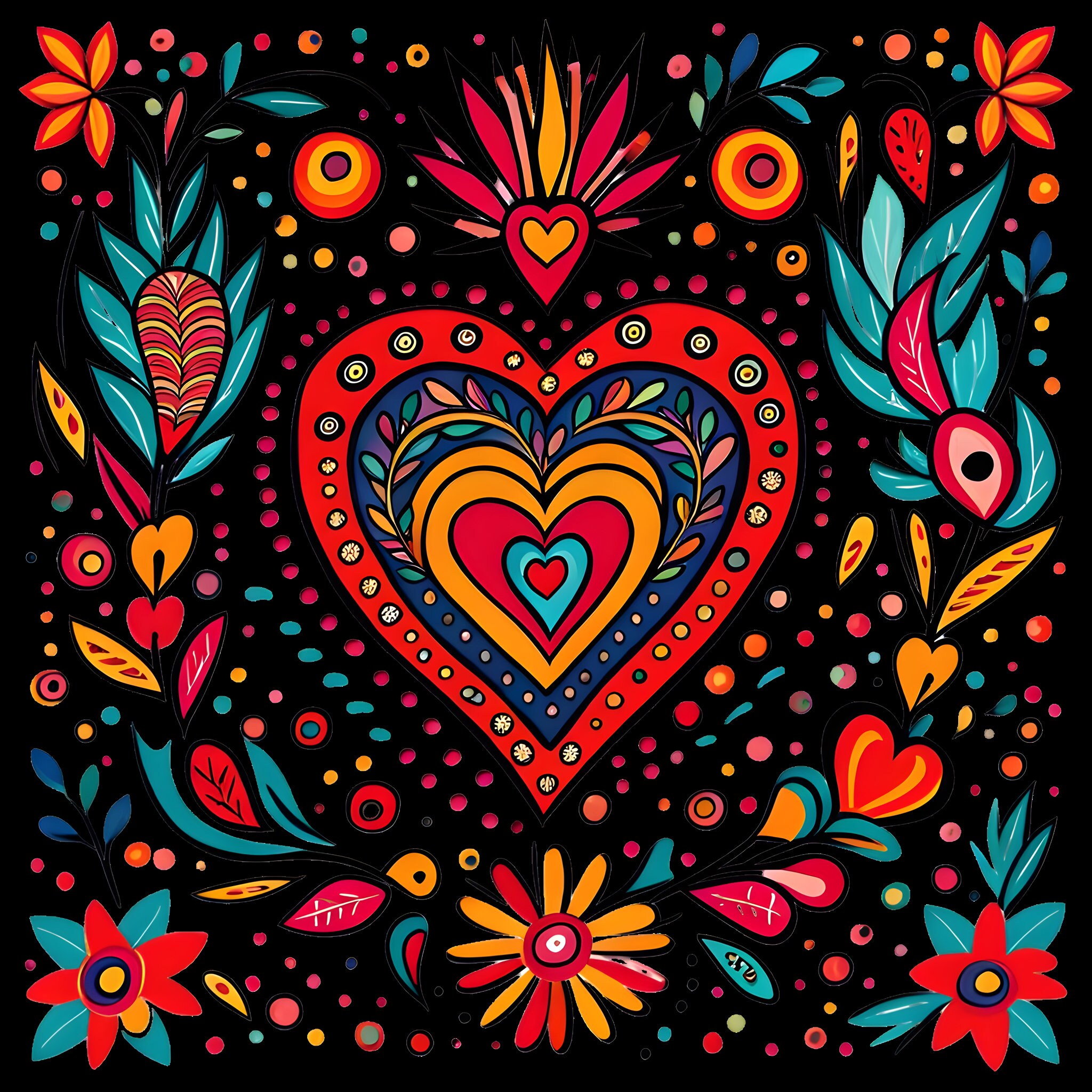 15 Mexican Heart Transparent Background PNG Mexican Flowers - Etsy