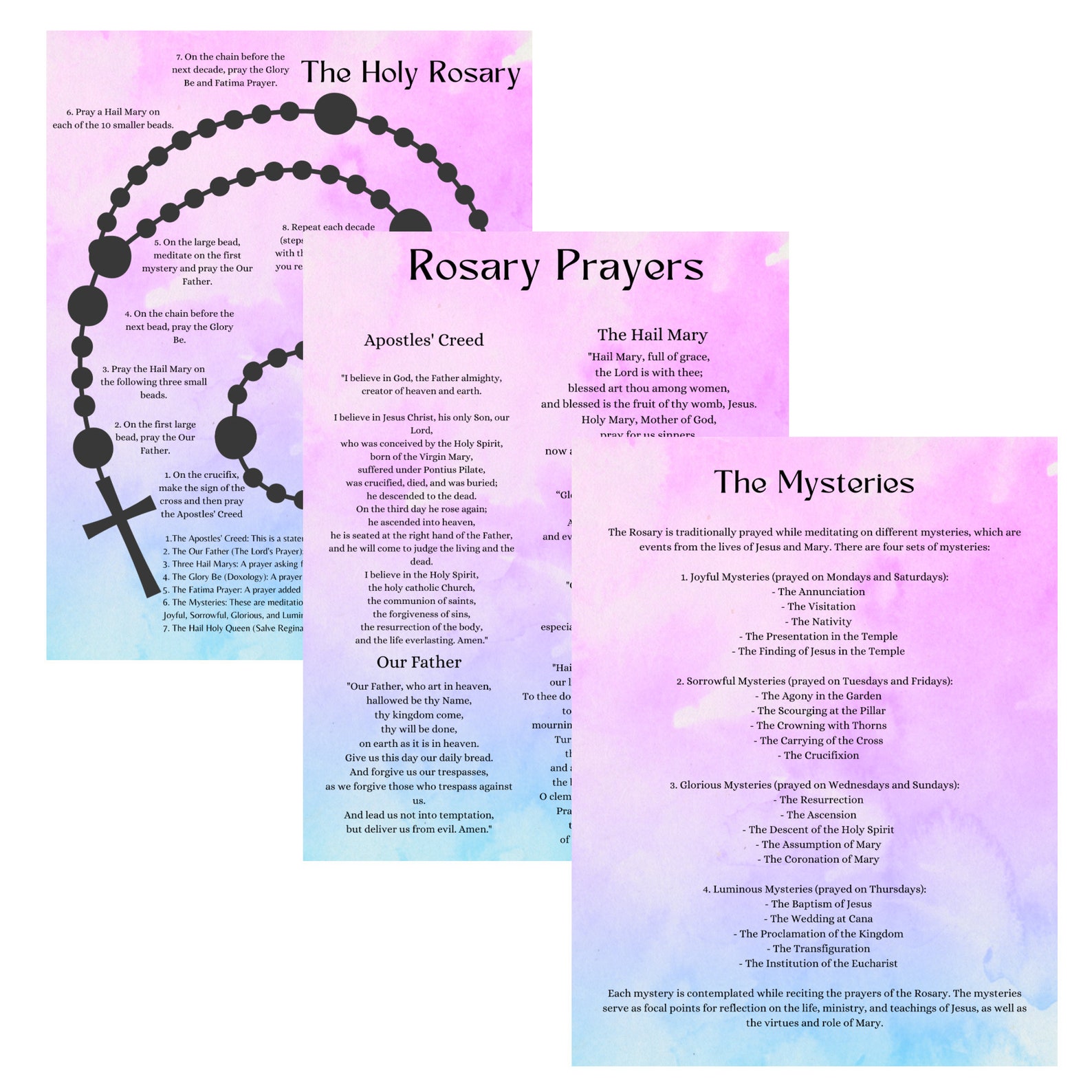 How to Pray the Rosary Catholic Printable Prayer Packet PDF Beginner ...