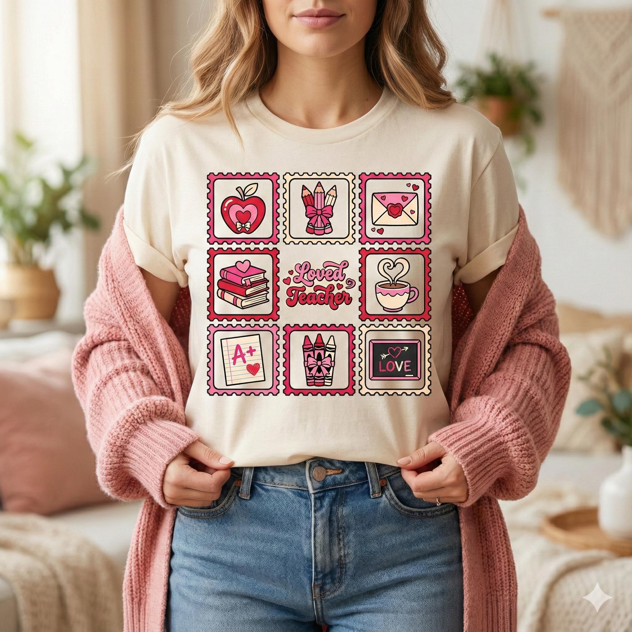 Loved Teacher Valentine PNG | Cute Teacher Gift Sublimation Design ...