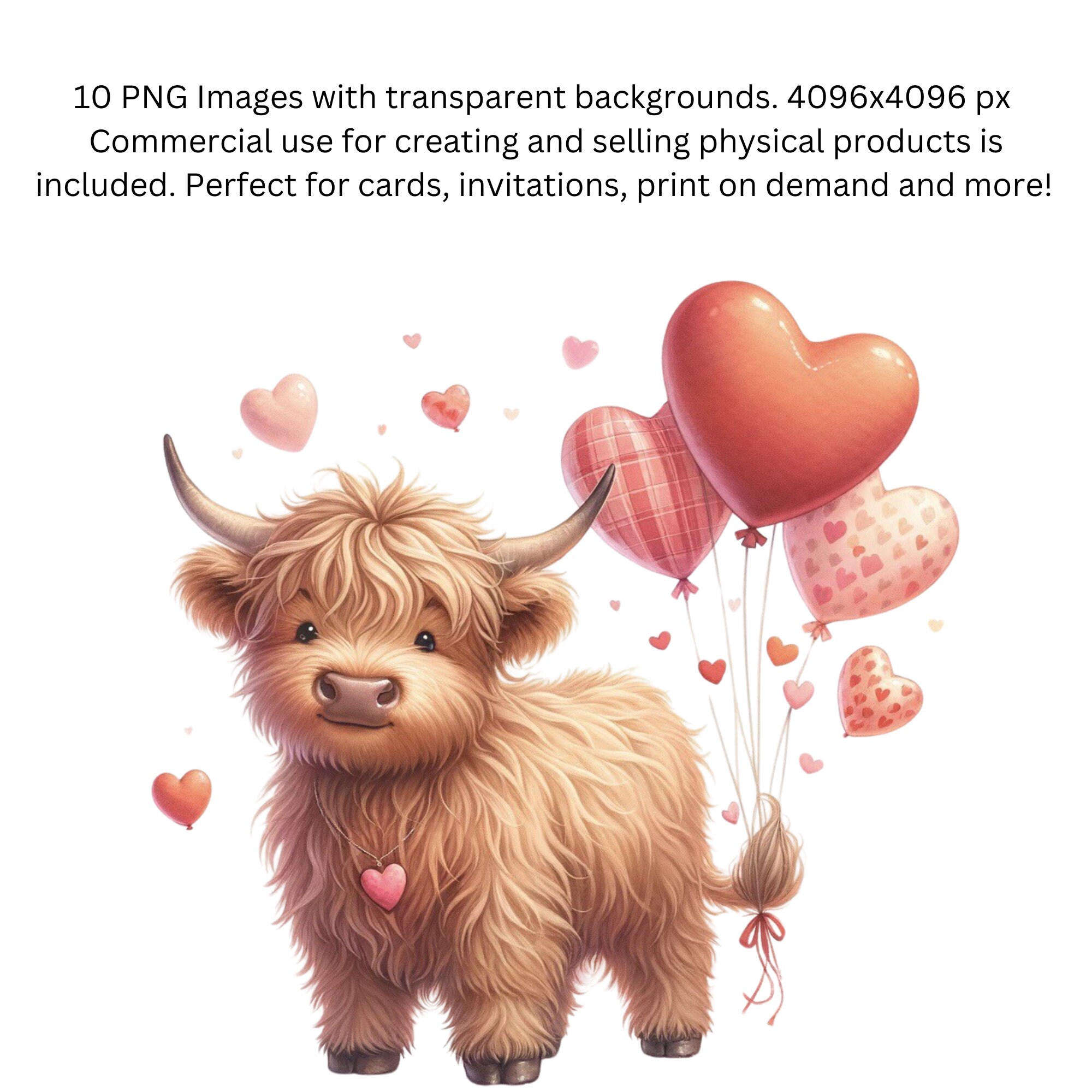 24 Valentine’s Day Highland Cows Clipart Bundle, Valentine’s Day Cow ...