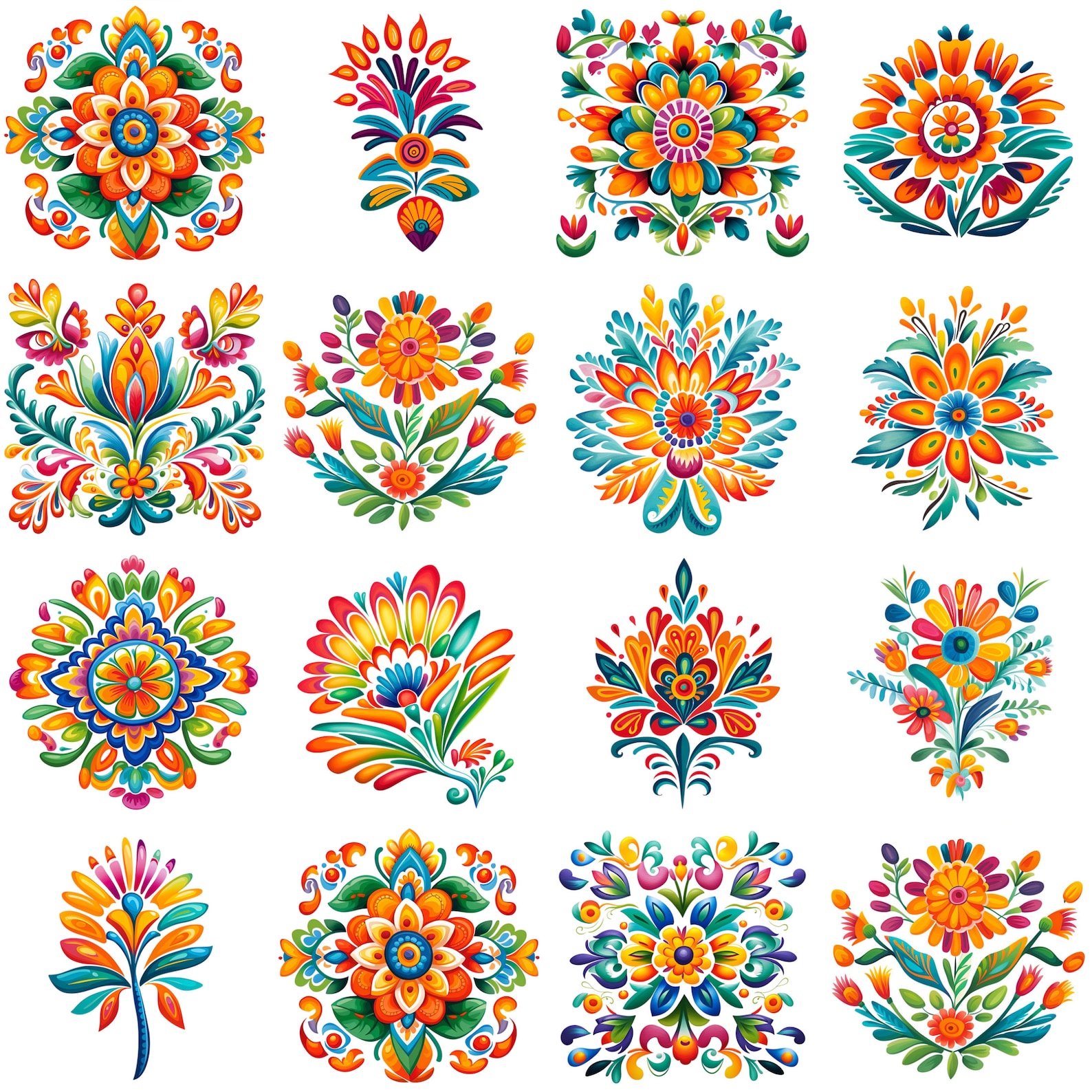 38 Pngs de flores mexicanas aztecas / Flores mexicanas Clip Art ...