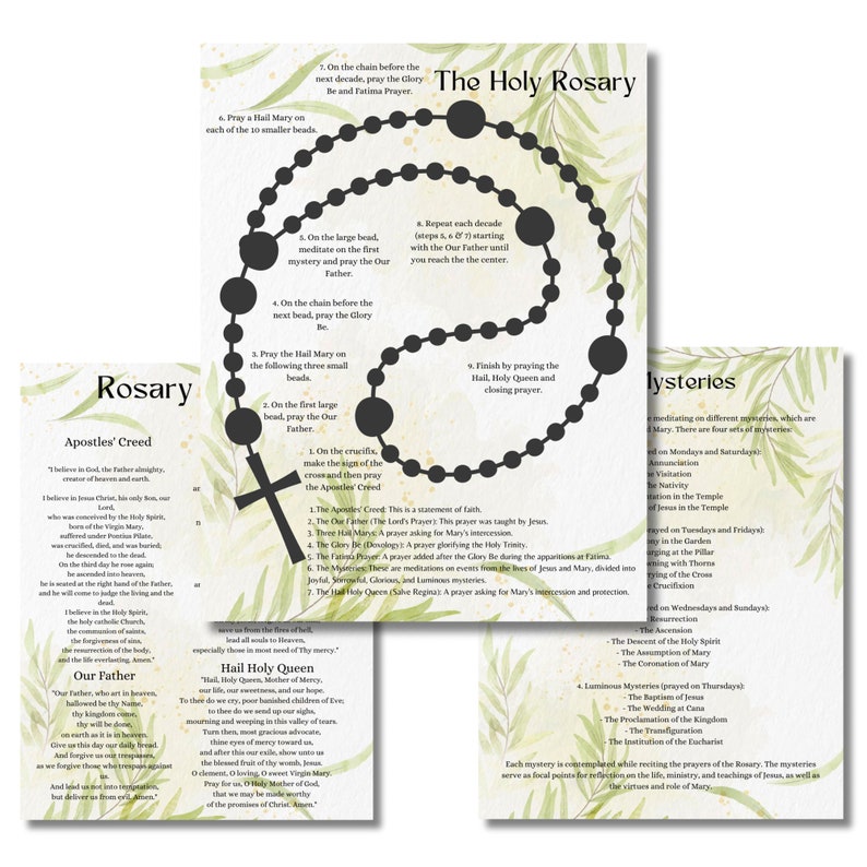 How to Pray the Rosary Catholic Printable Prayer Packet PDF - Beginner ...