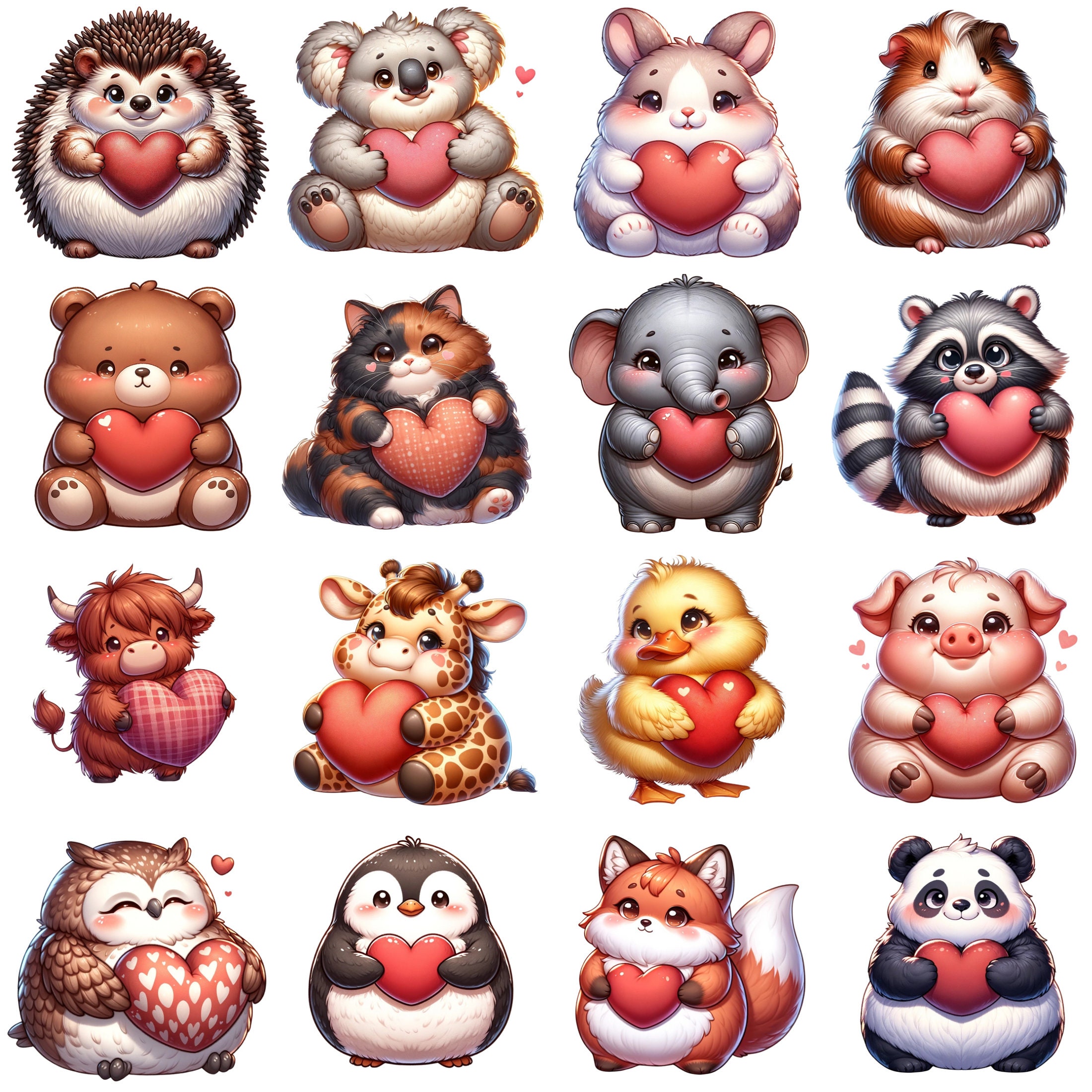 Valentines Day Animals Clipart Bundle, Valentines Day Cat Clip Art ...