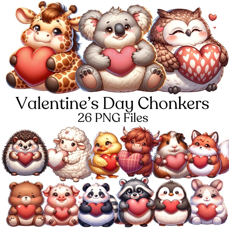 Valentines Day Animals Clipart Bundle, Valentines Day Cat Clip Art ...
