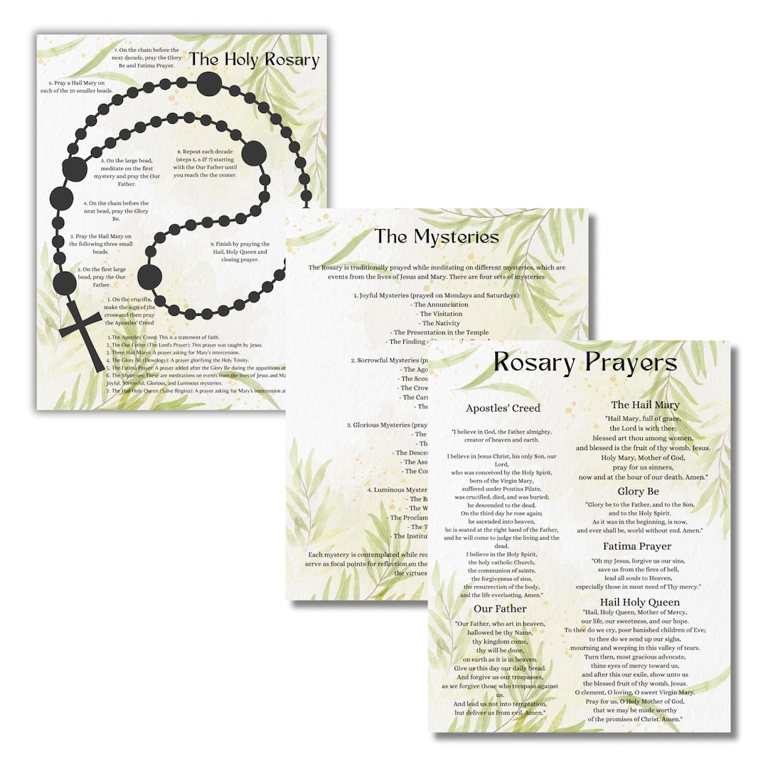 How to Pray the Rosary Catholic Printable Prayer Packet PDF - Beginner ...