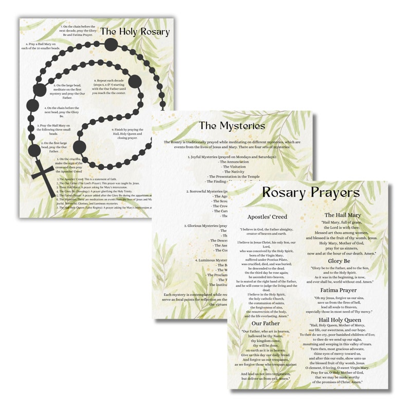 How to Pray the Rosary Catholic Printable Prayer Packet PDF - Beginner Rosary Lesson, Printable ...