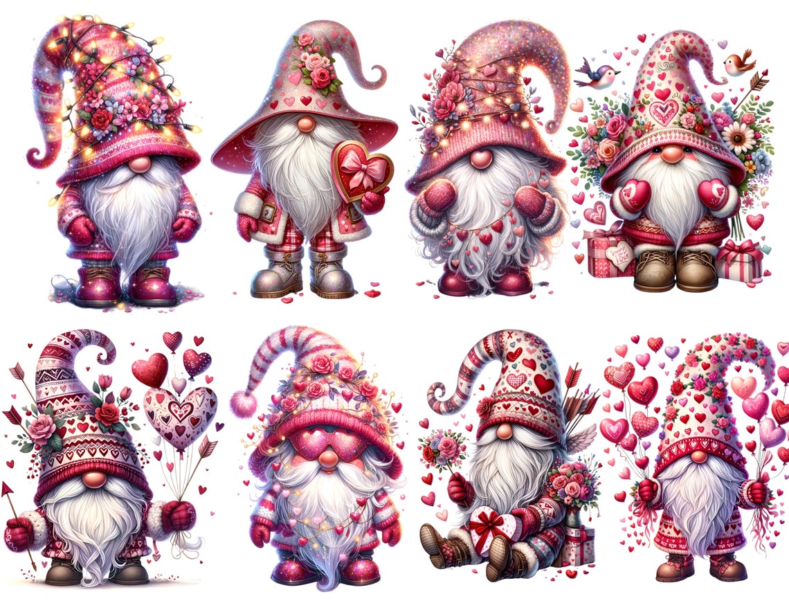 Valentine Village Clipart, Valentine’s Day Gnome Bundle, Valentine’s ...