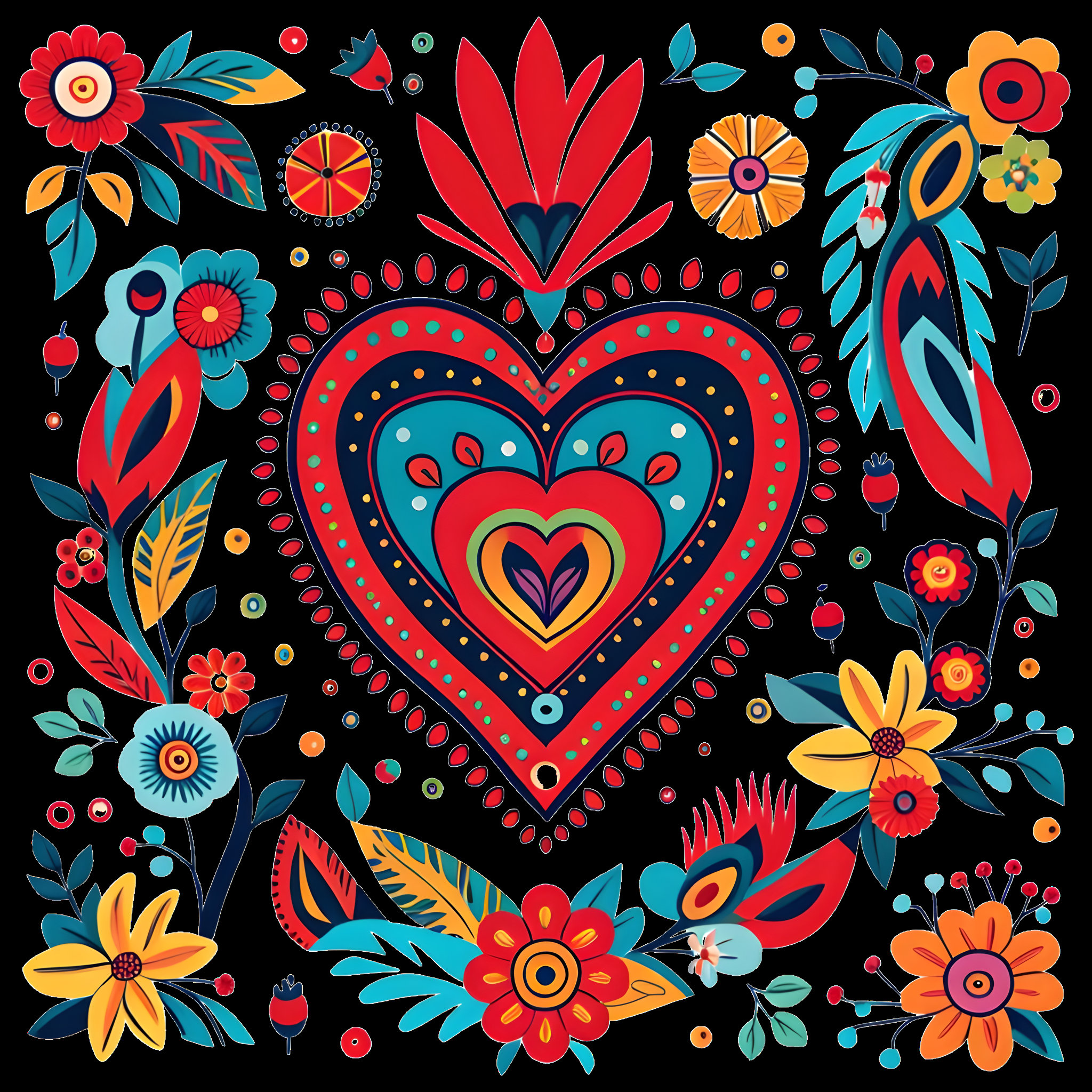 15 Mexican Heart Transparent Background PNG Mexican Flowers - Etsy