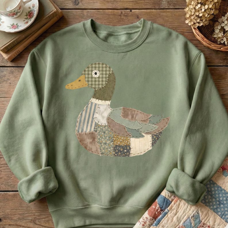 Patchwork Duck PNG Shirt Design Vintage Folk Mallard Digital PNG ...