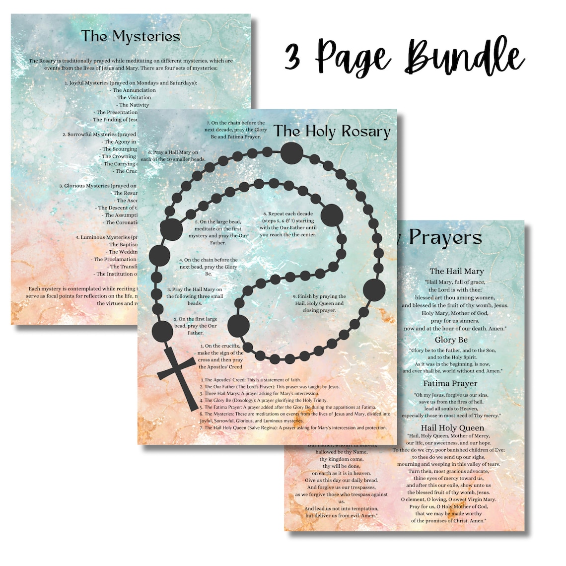 How to Pray the Rosary Catholic Printable Prayer Packet PDF - Beginner ...
