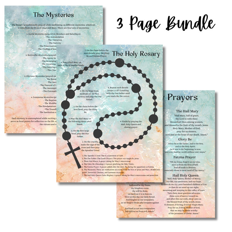How to Pray the Rosary Catholic Printable Prayer Packet PDF - Beginner ...
