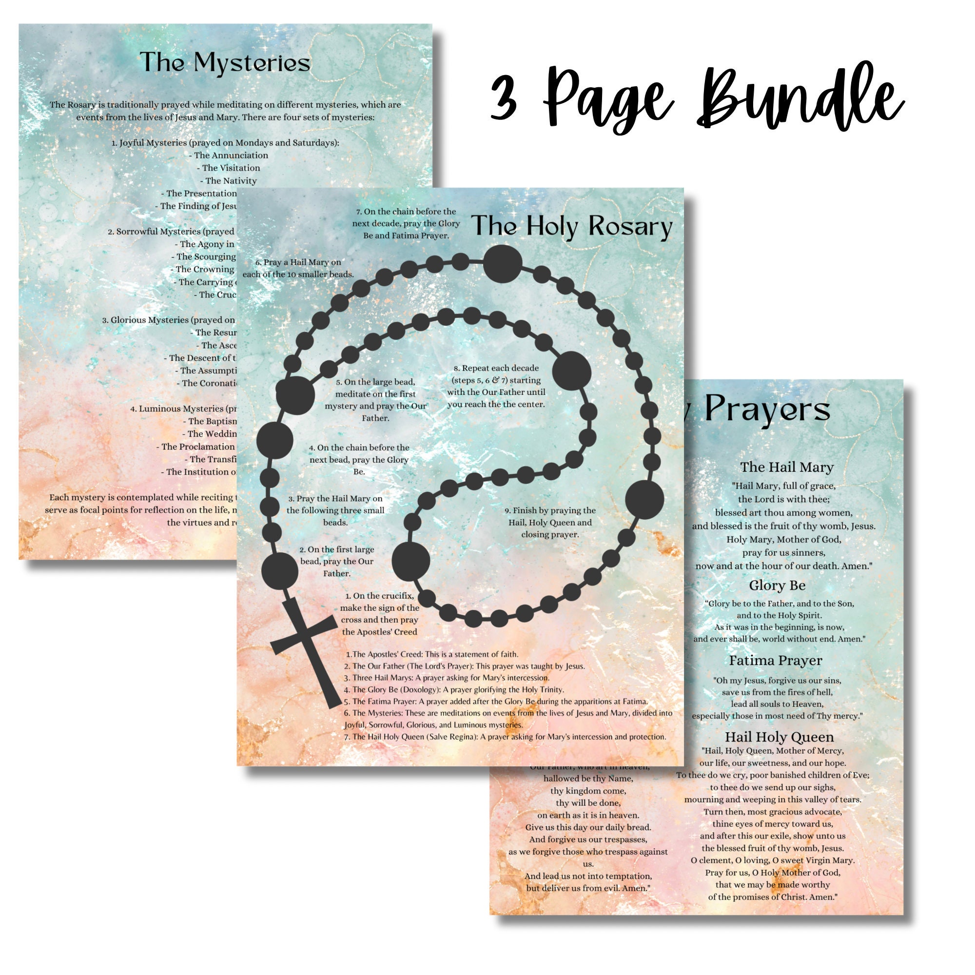 How to Pray the Rosary Catholic Printable Prayer Packet PDF - Beginner ...