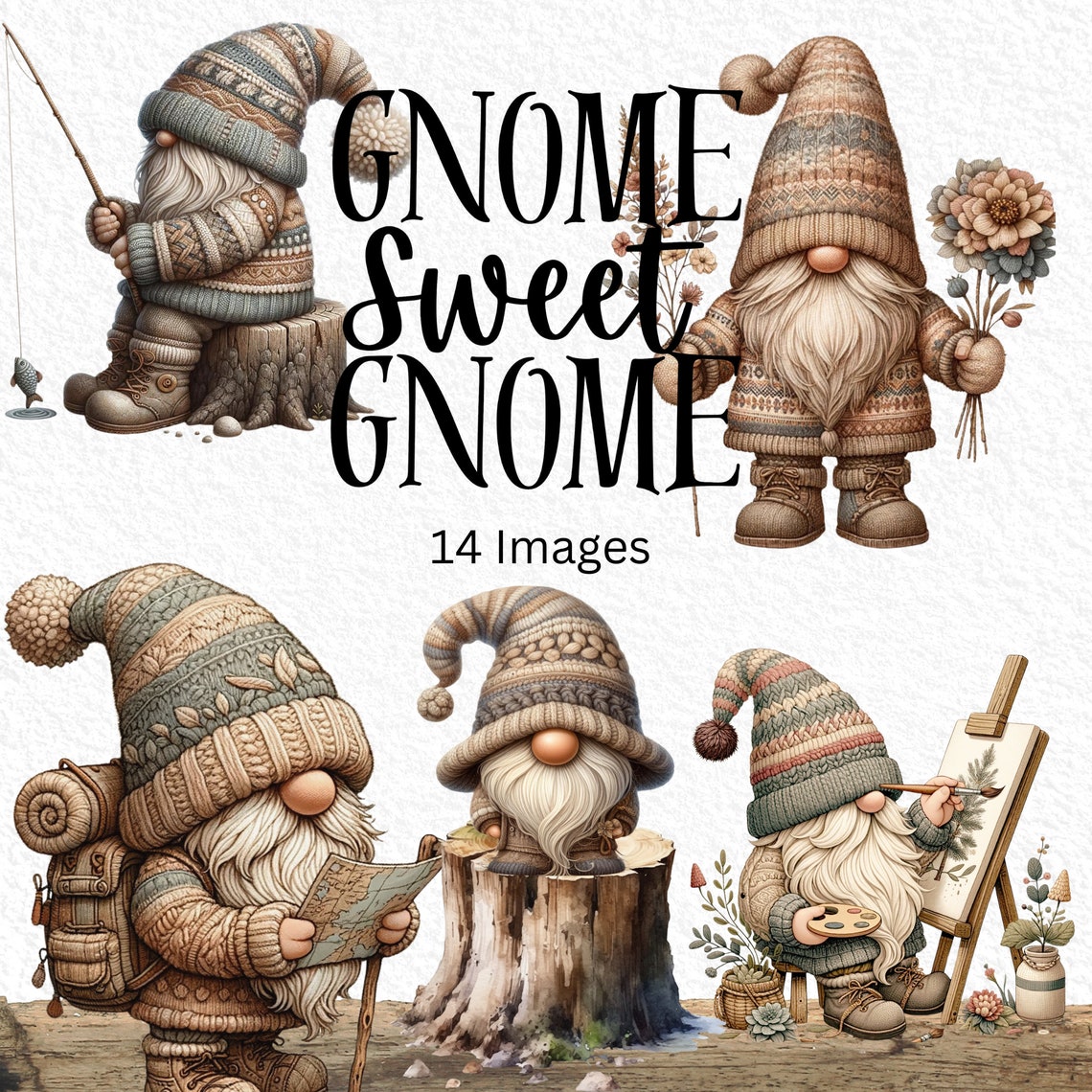 Camping Gnomes Clip Art Set, Gnome Design, Digital Download, Gnome PNG ...