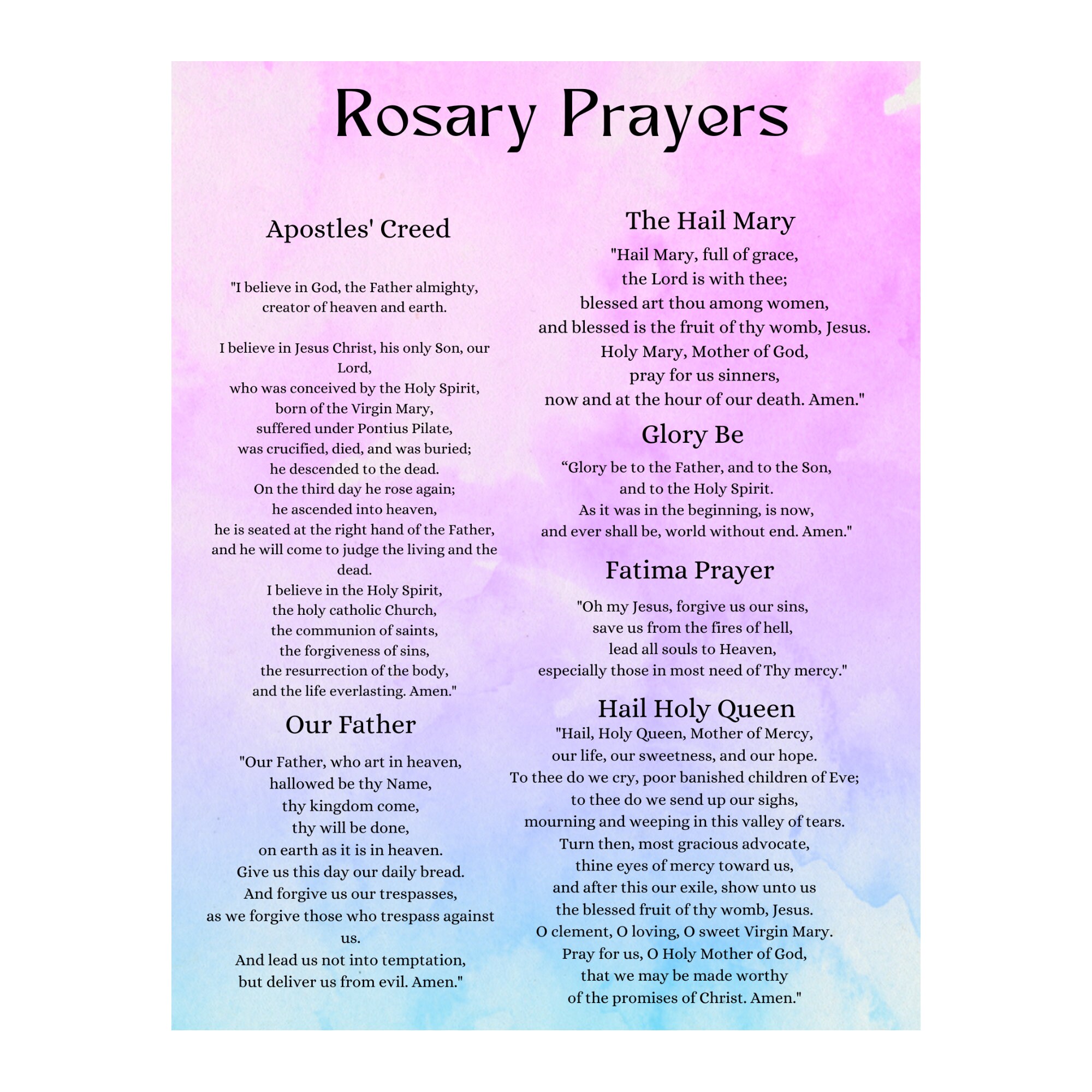 How to Pray the Rosary Catholic Printable Prayer Packet PDF Beginner ...