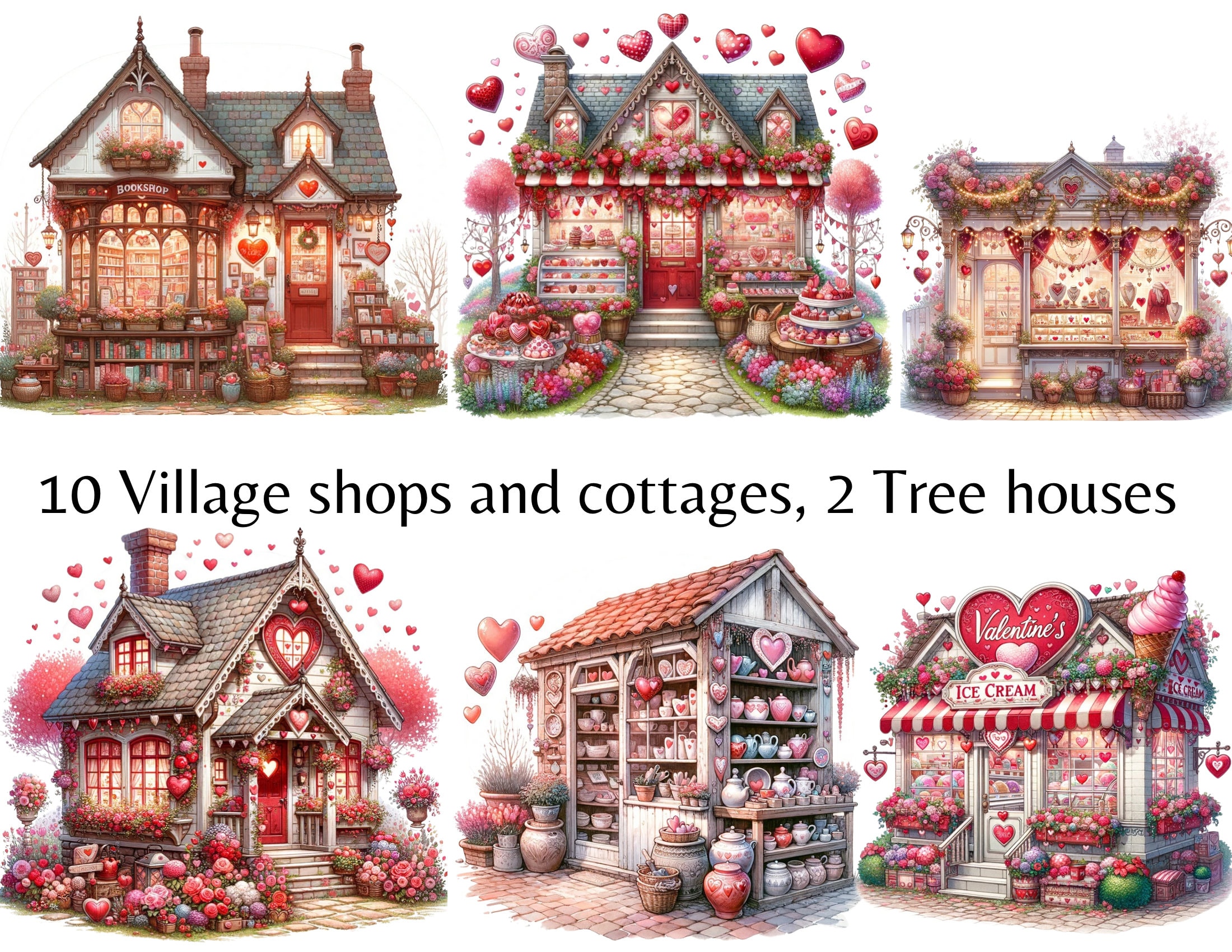 Valentine Village Clipart, Valentine’s Day Gnome Bundle, Valentine’s ...