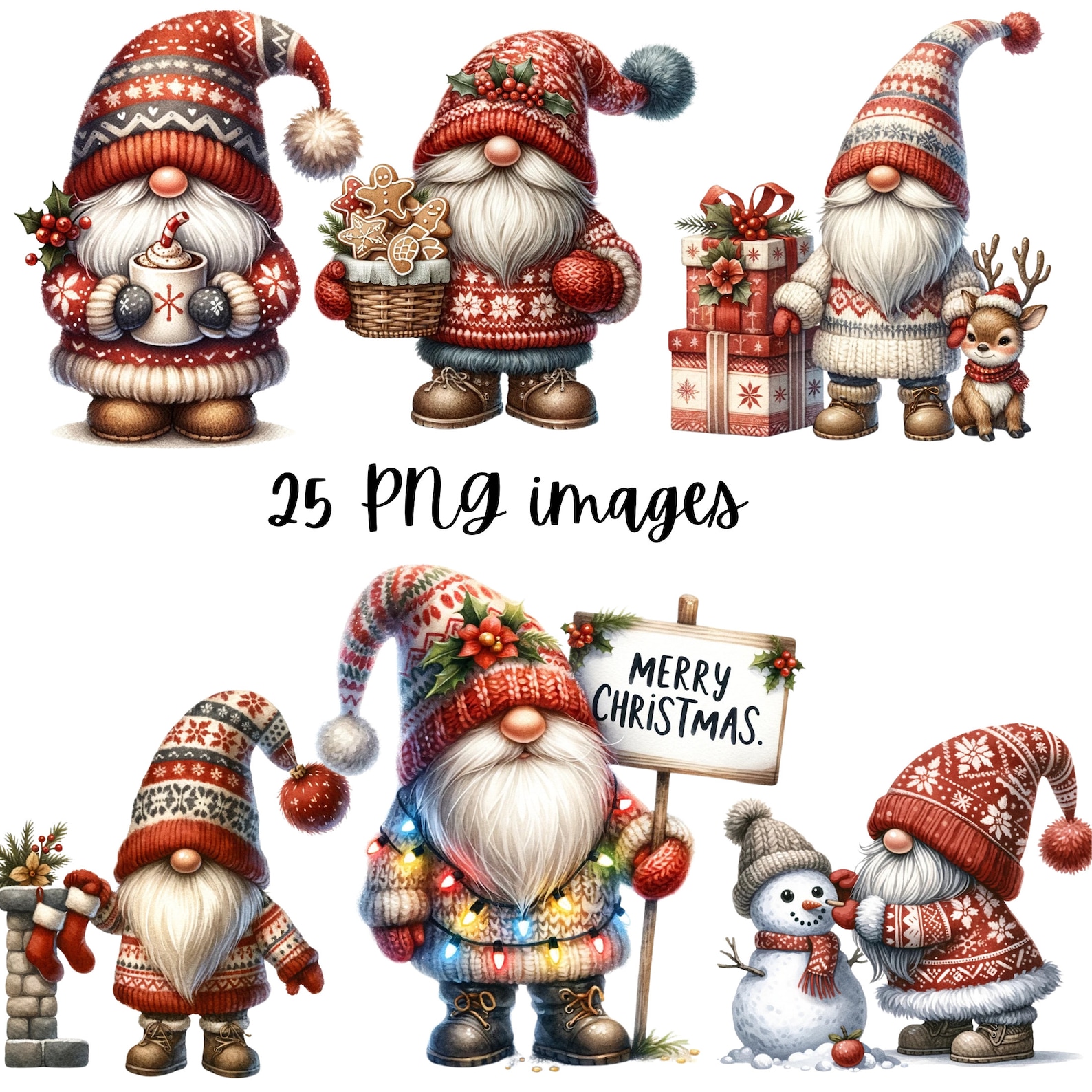 Christmas Gnomes Festive Gnomes Festive Gnome Design, Digital Download ...