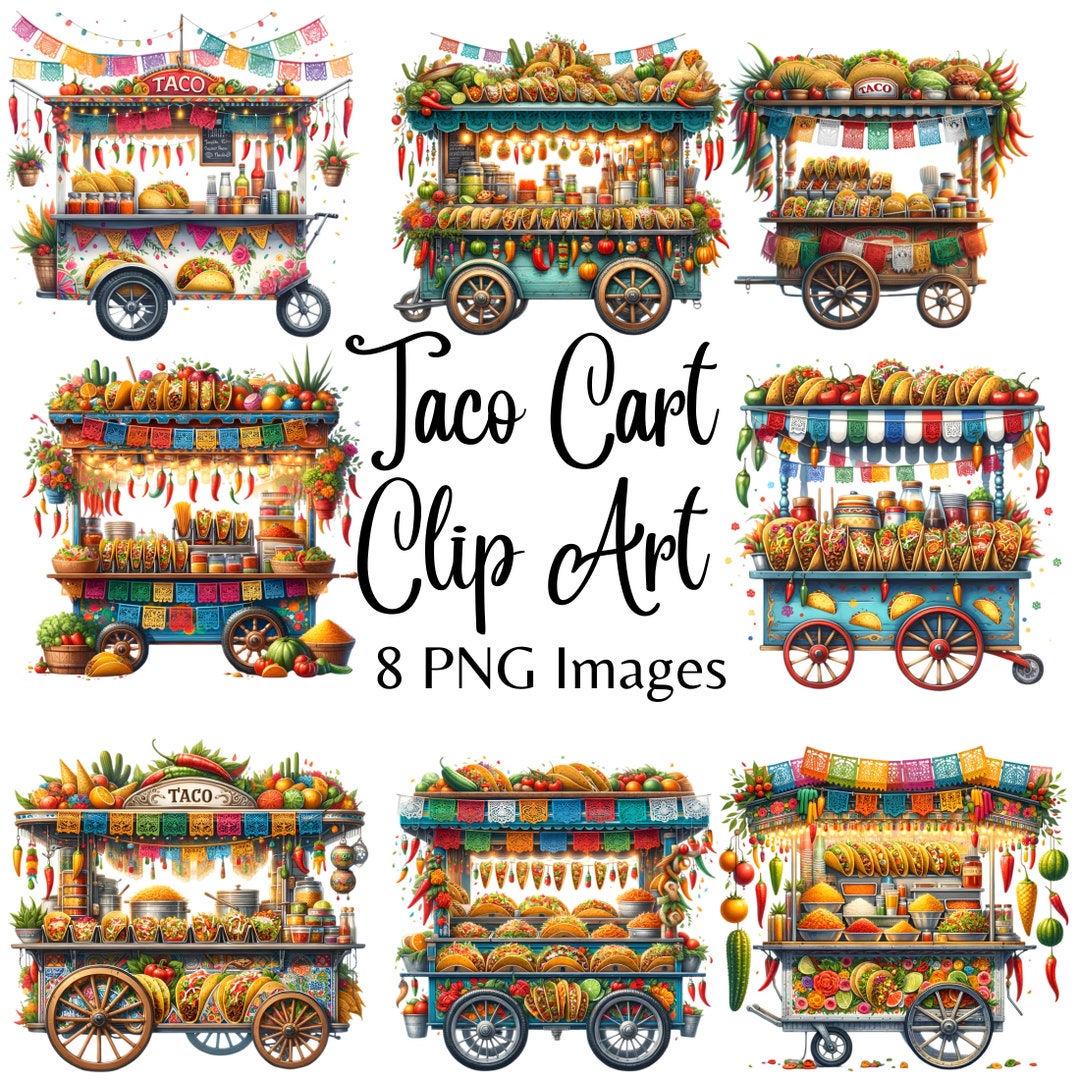 Street Taco Clip Art, Taco Cart Clip Art, Taco Truck Clip Art, Mexican ...