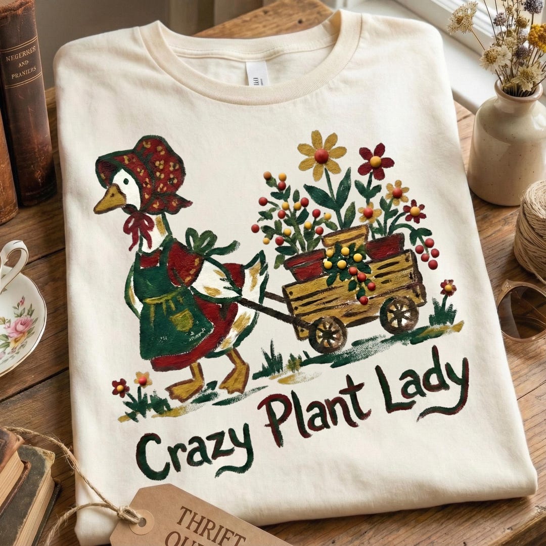 Crazy Plant Lady Goose PNG | Folk Art Shirt Design (digital Download ...