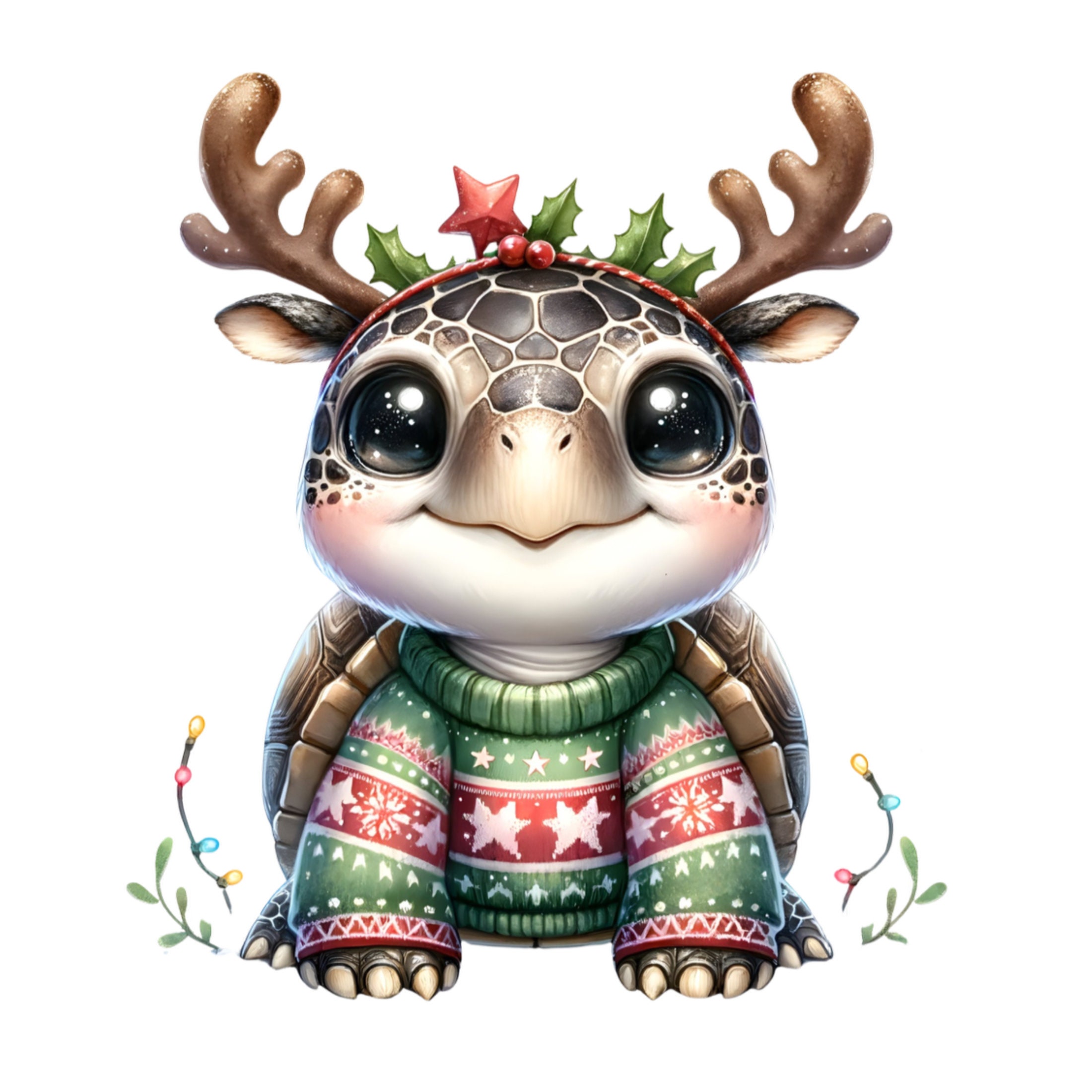 Christmas Turtle Clipart, Cute Turtle Illustration, - Etsy