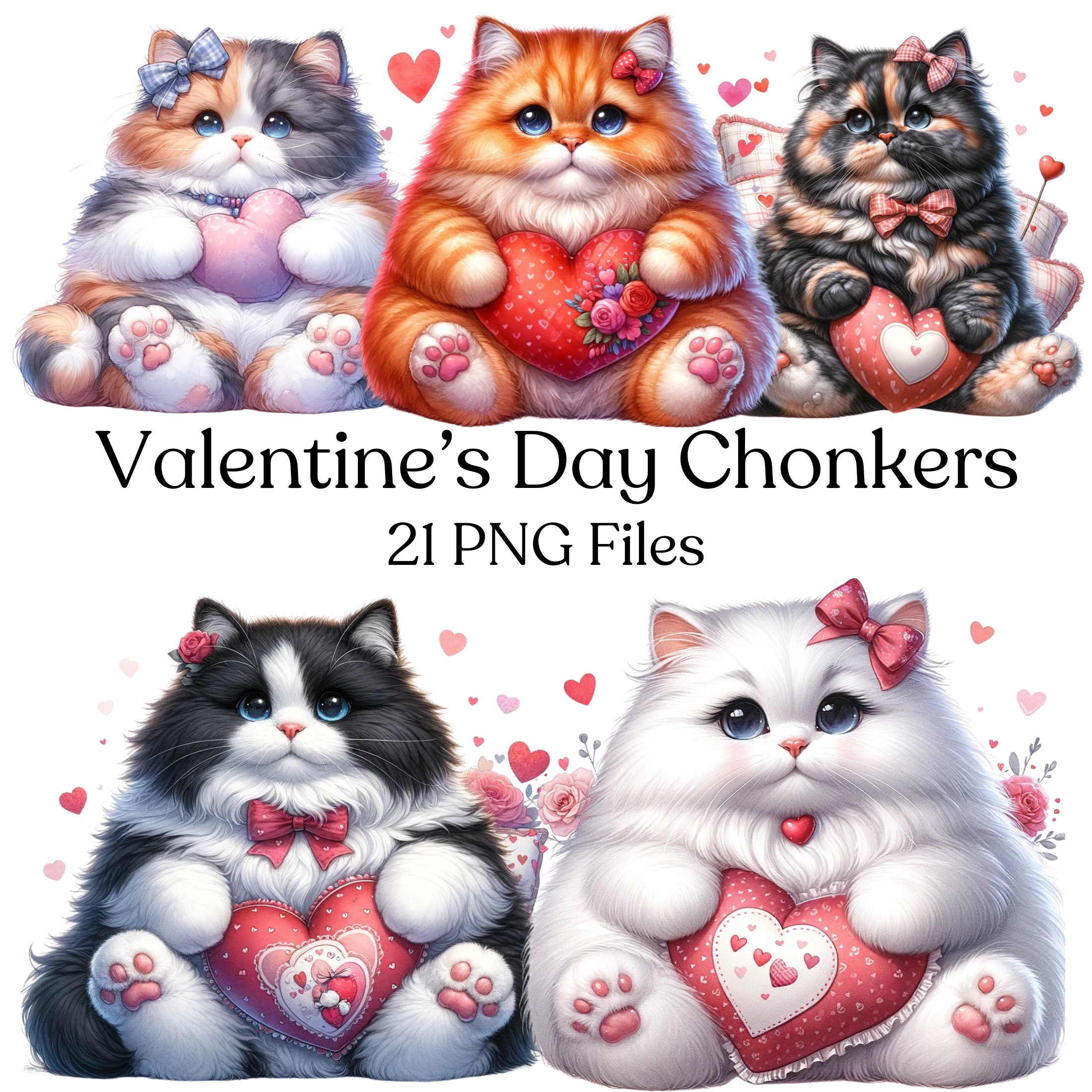 Valentine’s Day Clipart Bundle, Valentine’s Day Cat Clip Art,valentines ...
