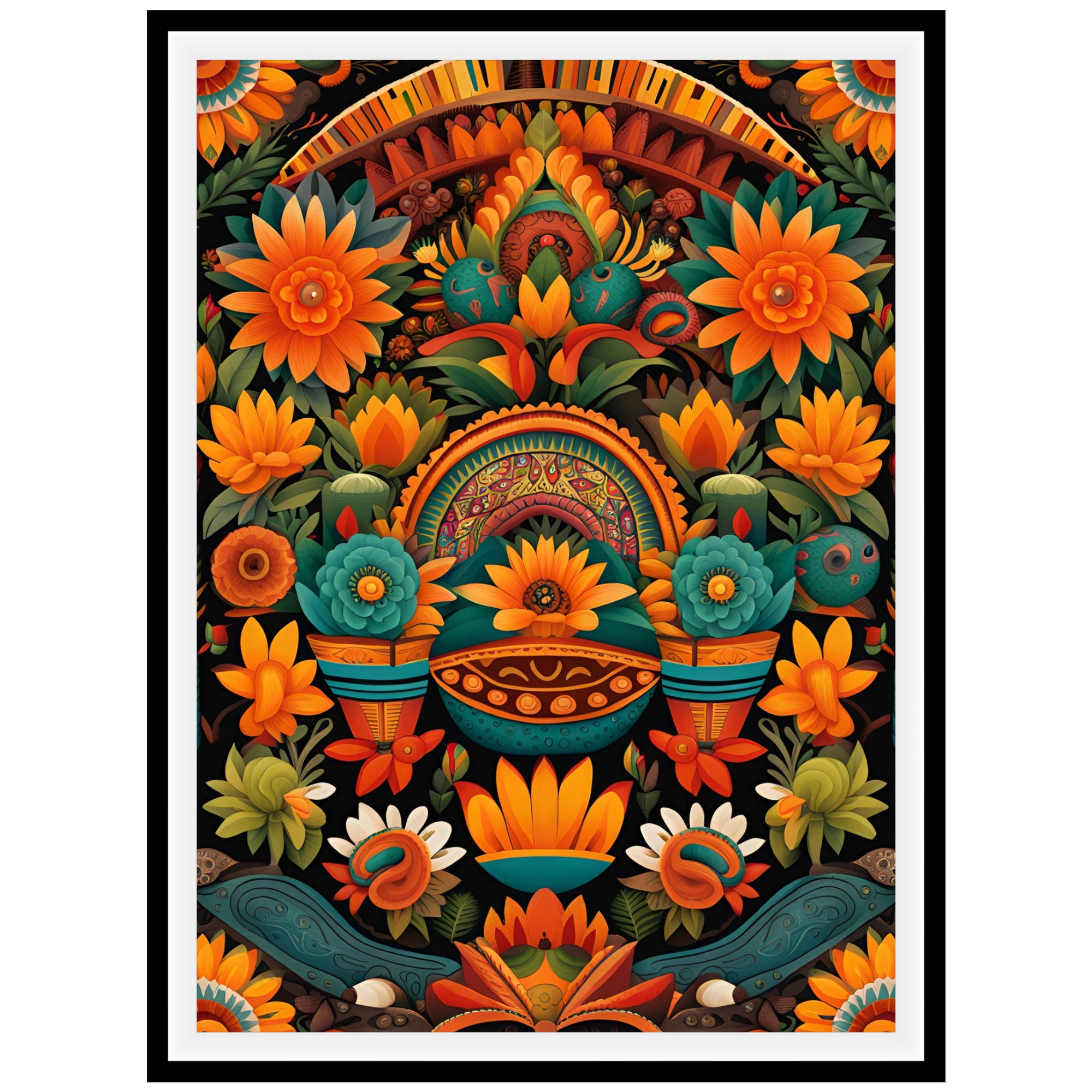 Mexican Flowers Flower Market Aztec Mexico Pattern Art Mexican Art ...