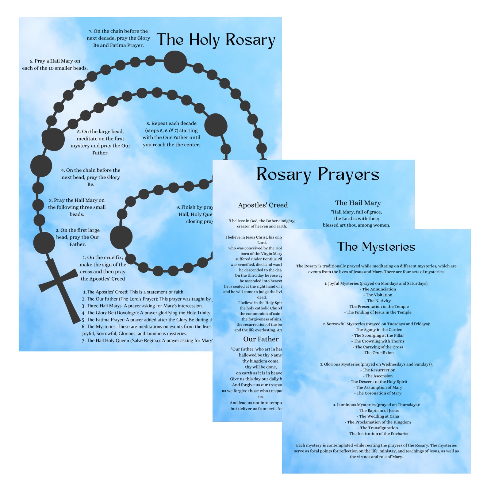 How to Pray the Rosary Catholic Printable Prayer Packet PDF - Beginner ...