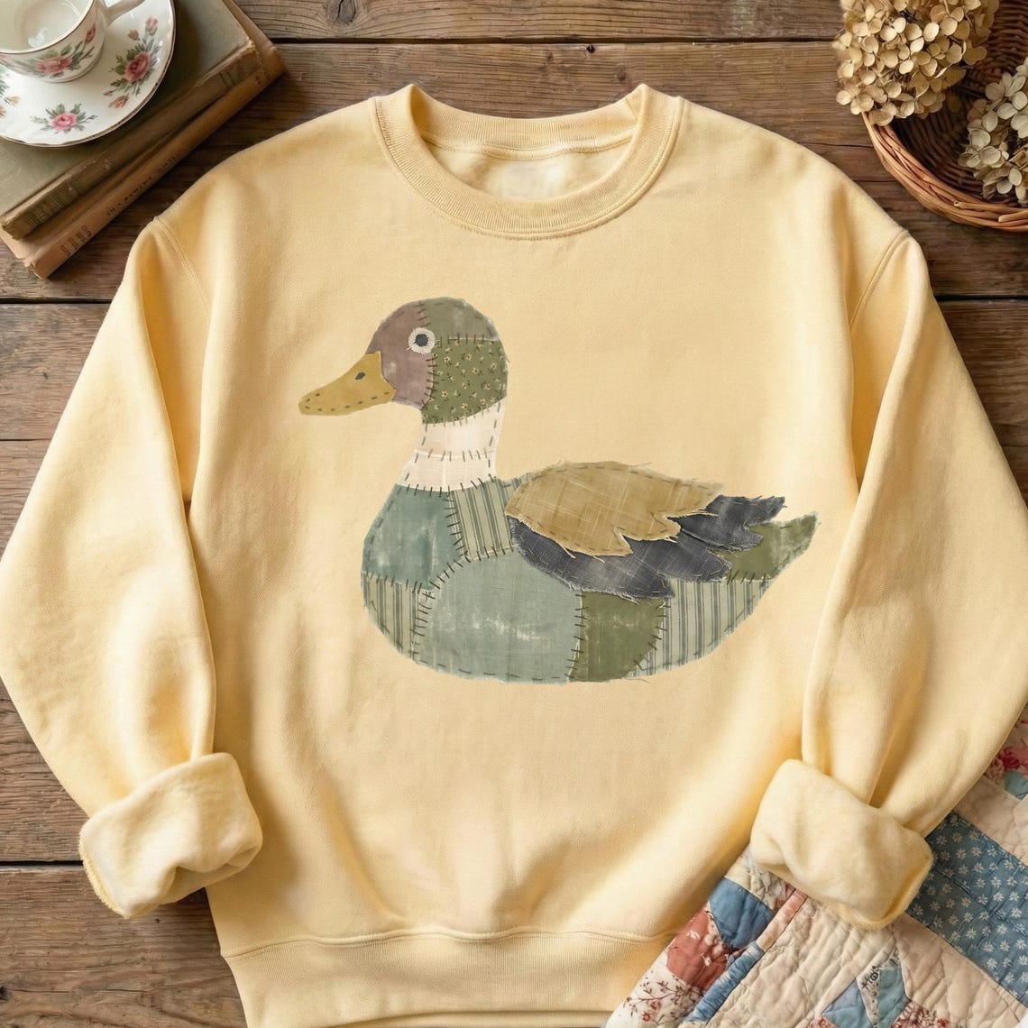 Patchwork Duck PNG Shirt Design Vintage Folk Mallard Digital PNG ...