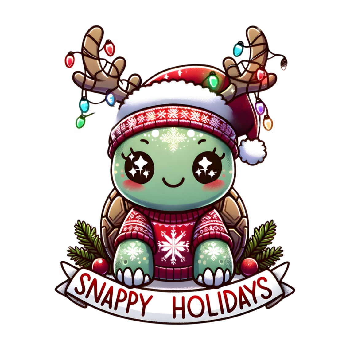 Christmas Turtle Tshirt Design, Cute Turtle Sublimation, Snappy ...