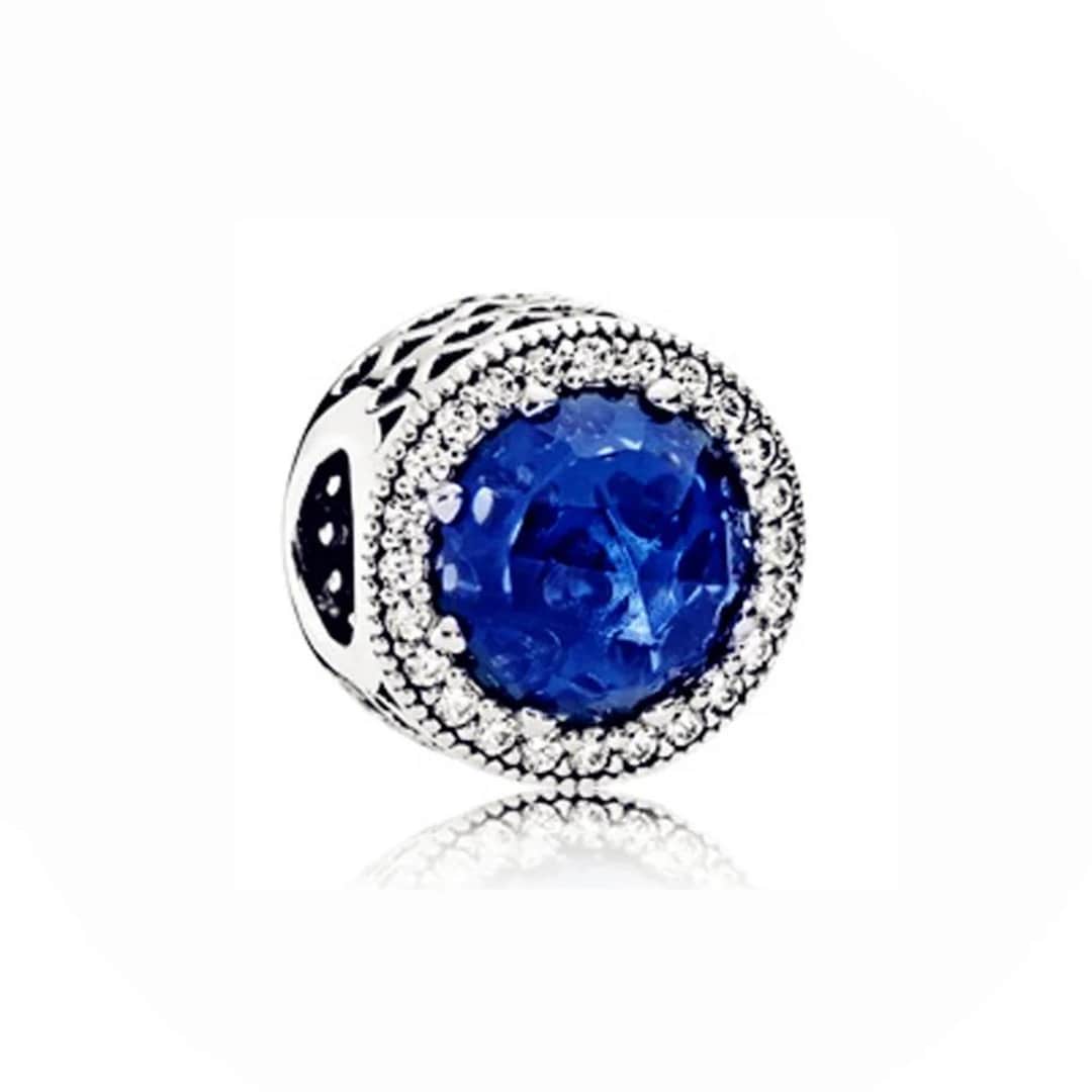 Genuine Pandora Radiant Hearts Charm: Royal Blue Crystal, Sterling ...
