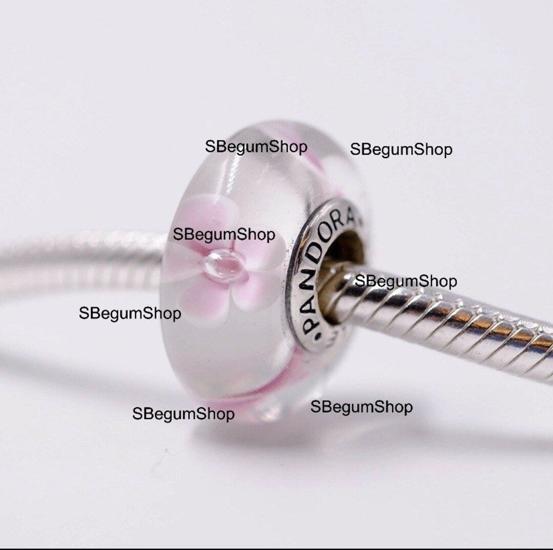 Pandora Murano Glass Charm: Pink Cherry Blossom, Sterling Silver - Etsy