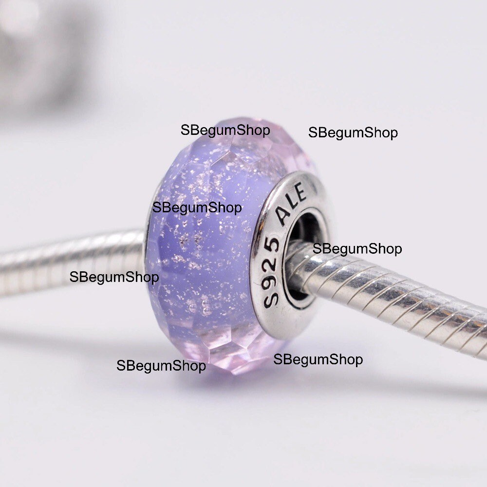 Pandora Murano Glass Charm Purple Shimmer Faceted Sterling - Etsy