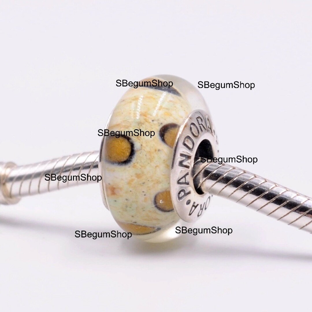 Pandora Sterling Silver Clouded Leopard Animal Print Murano Glass Charm ...