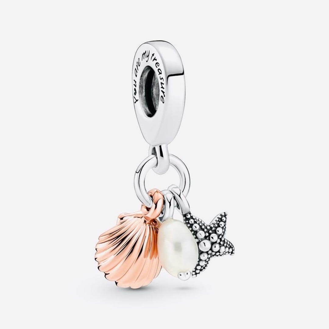 Pandora Sterling Silver Starfish, Shell & Pearl Dangle Charm - Etsy