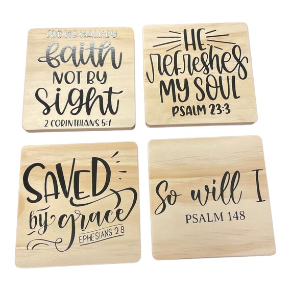 Set of Four Bible Verse Coasters - Etsy
