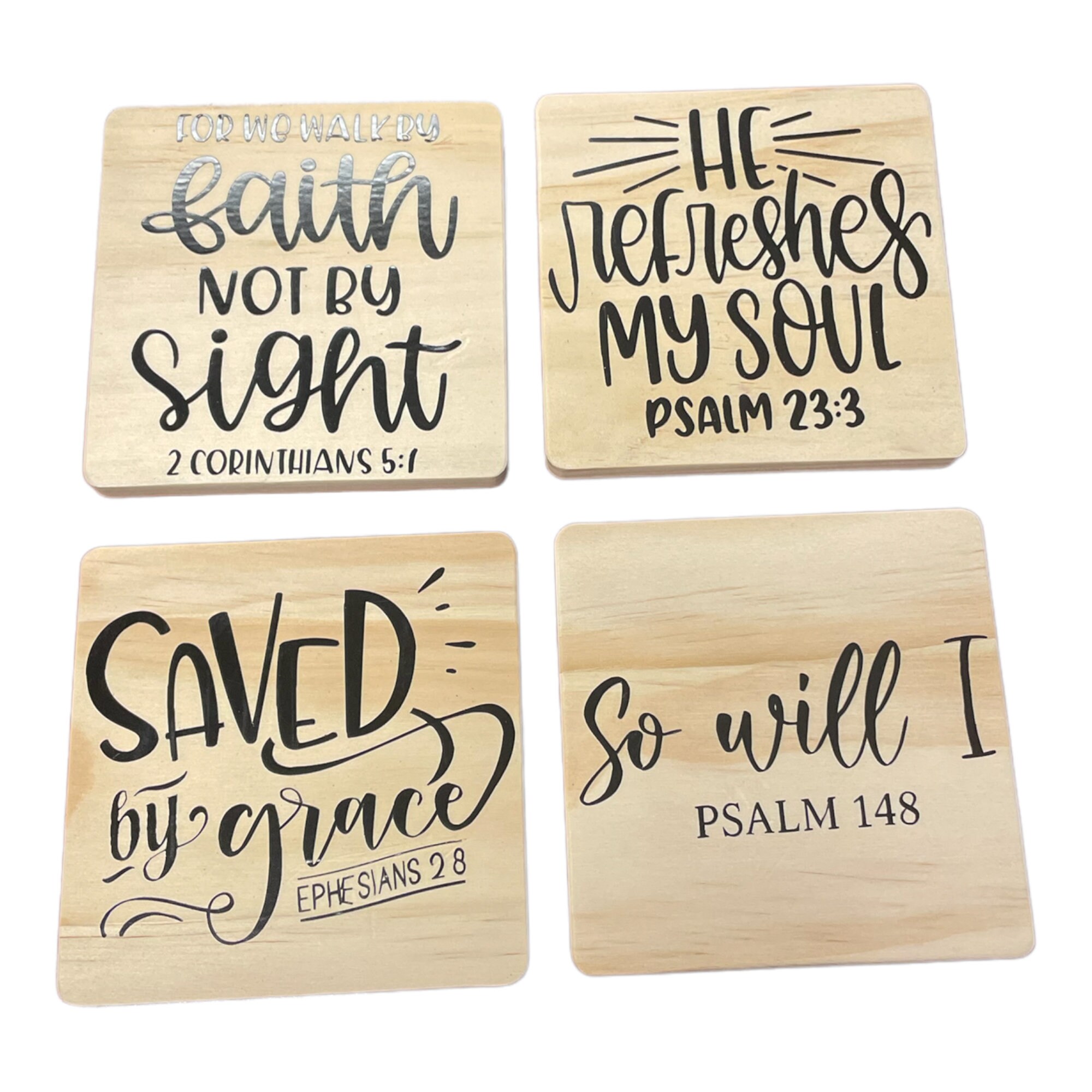 Set of Four Bible Verse Coasters - Etsy