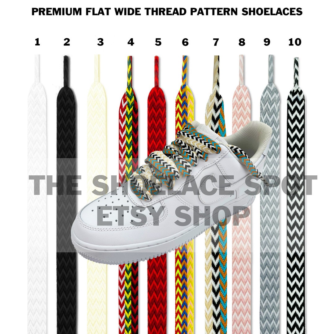 1 Pair Premium Wide Thread Pattern Double Layer Lanvin Style Shoelaces ...