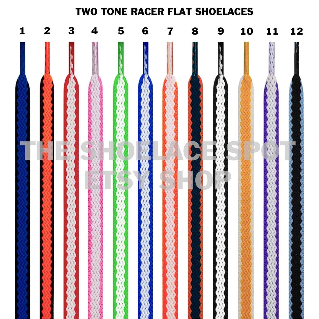 1 Pair Two Tone Racer Pattern 2026 Style Shoelaces 5/16th Inch Flat ...