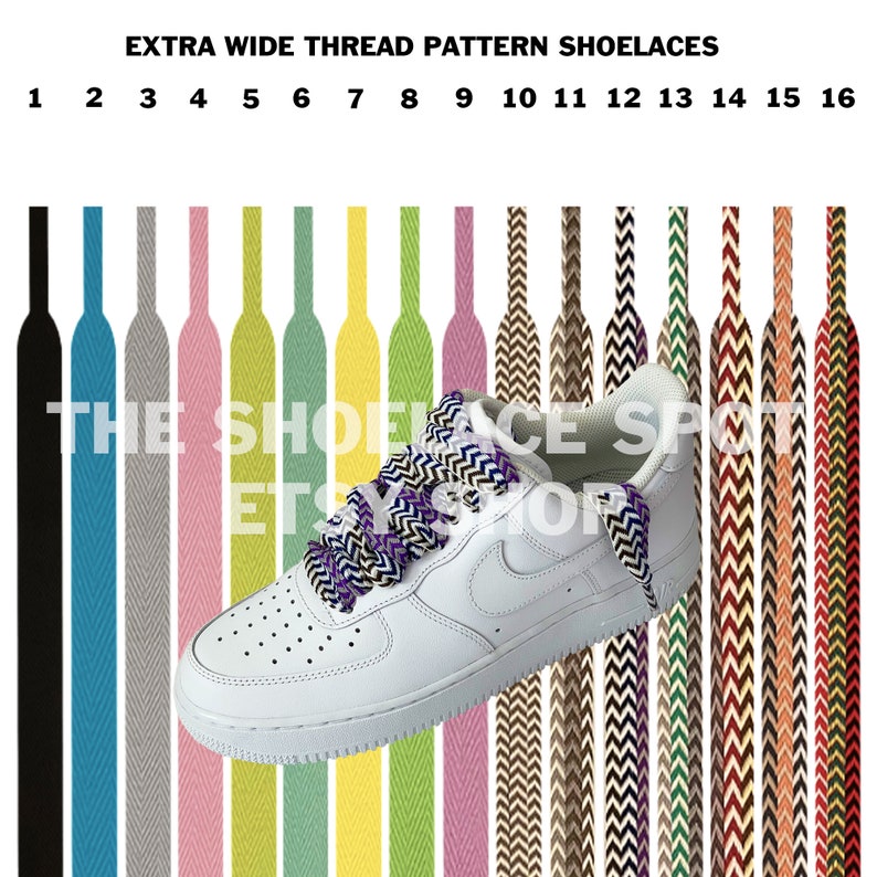 1 Pair Xtra Wide Thread Pattern Lanvin Shoelaces 1" Inch Flat ...