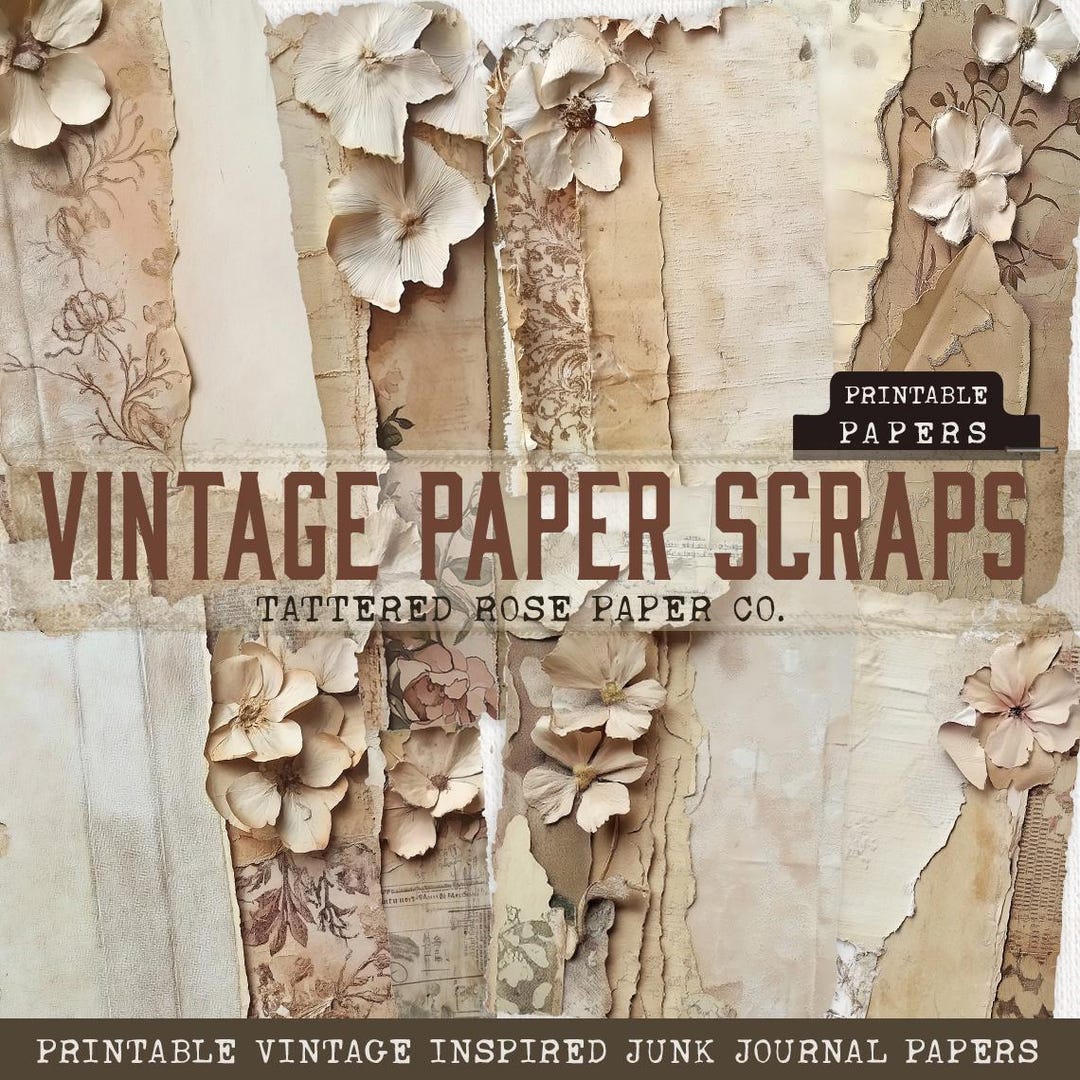 Vintage Paper Scraps Junk Journal, Paper Junk Journal, Floral Junk ...